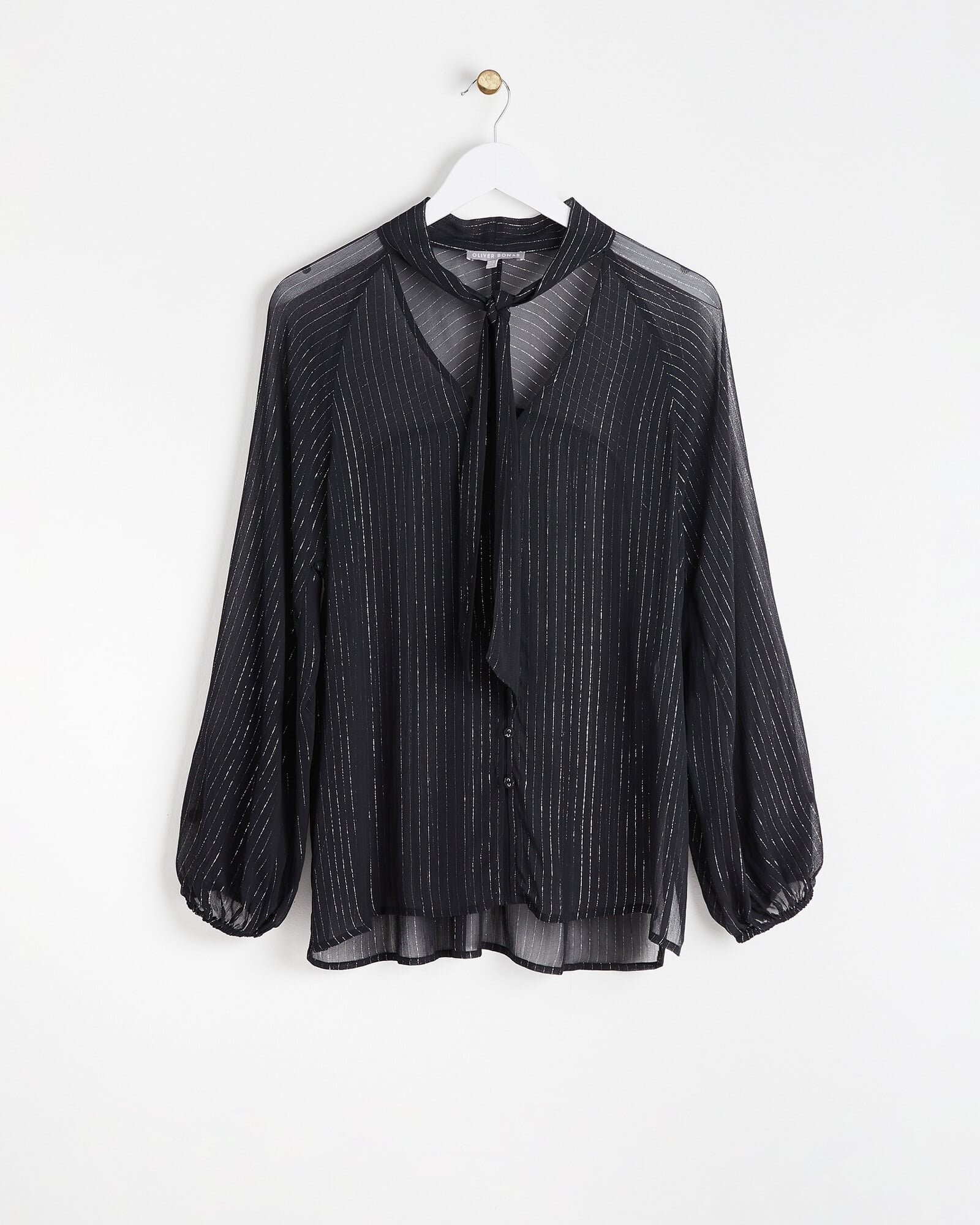 Black Tie Collar Blouse