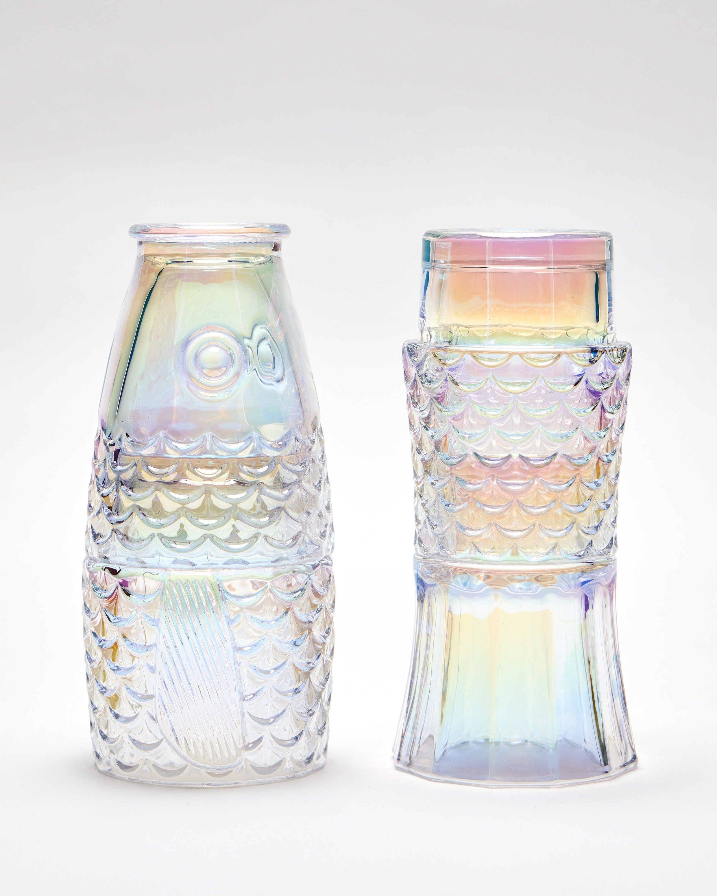 iridescent fish stackable tumblers