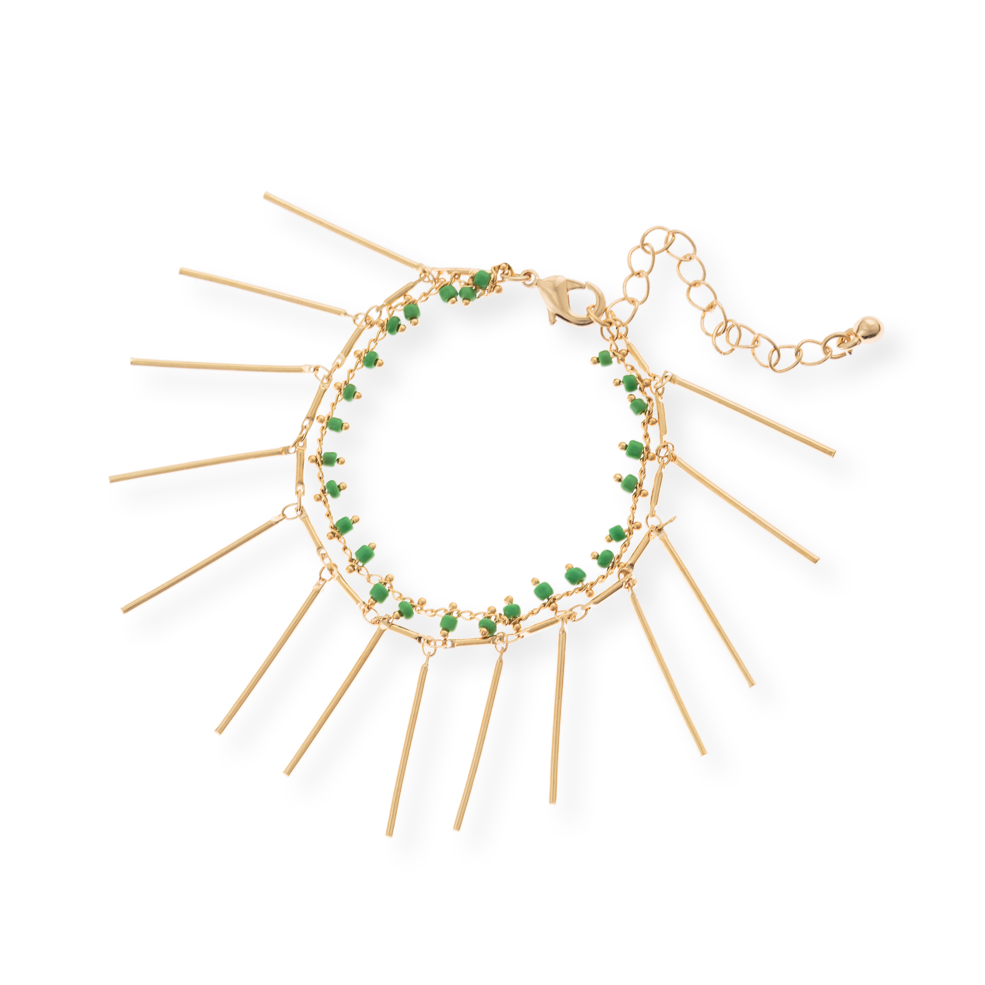 Rio Cascade Bead & Chain Double Row Bracelet | Oliver Bonas