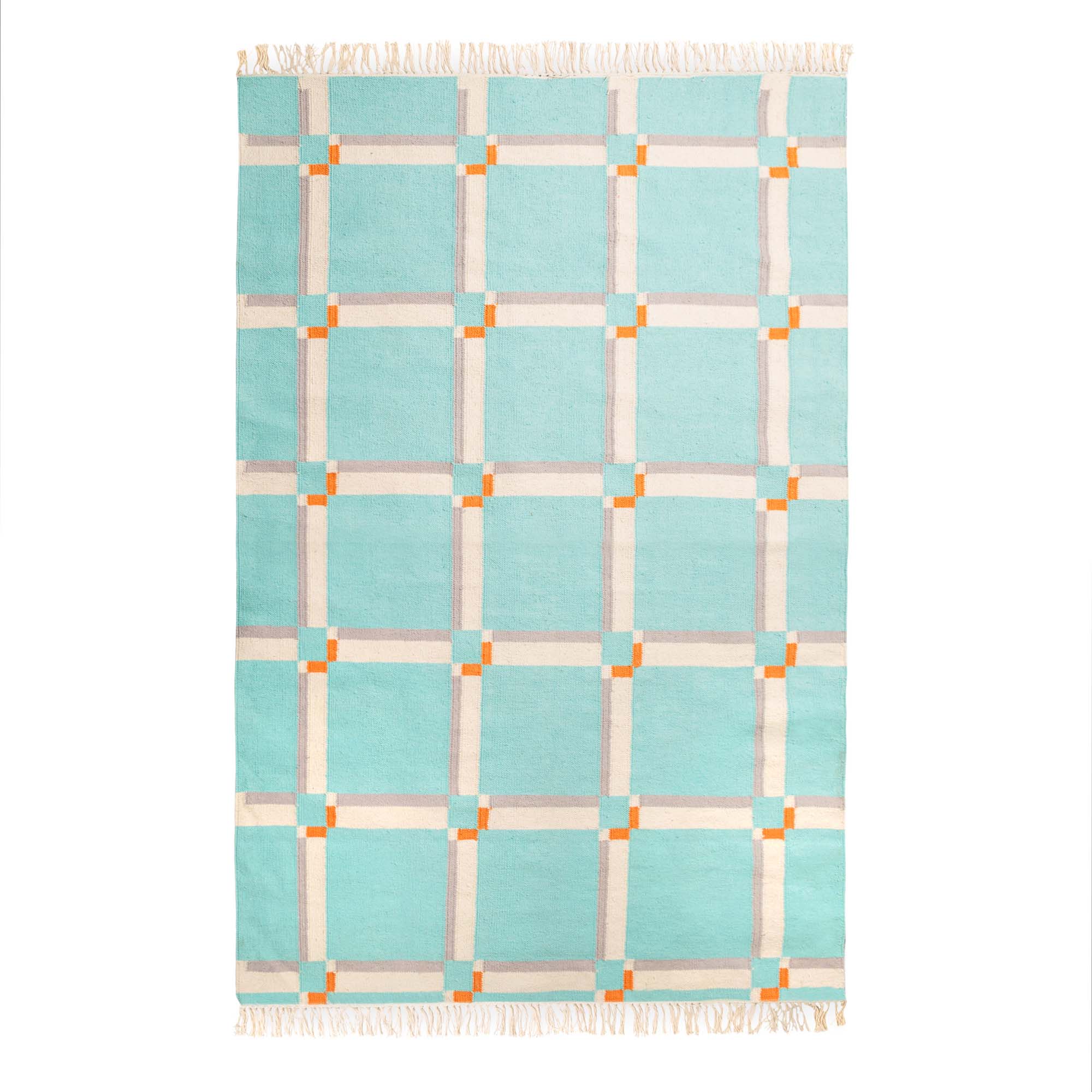 Blue Grid Kilim Rug 120 x 70.9" | Oliver Bonas