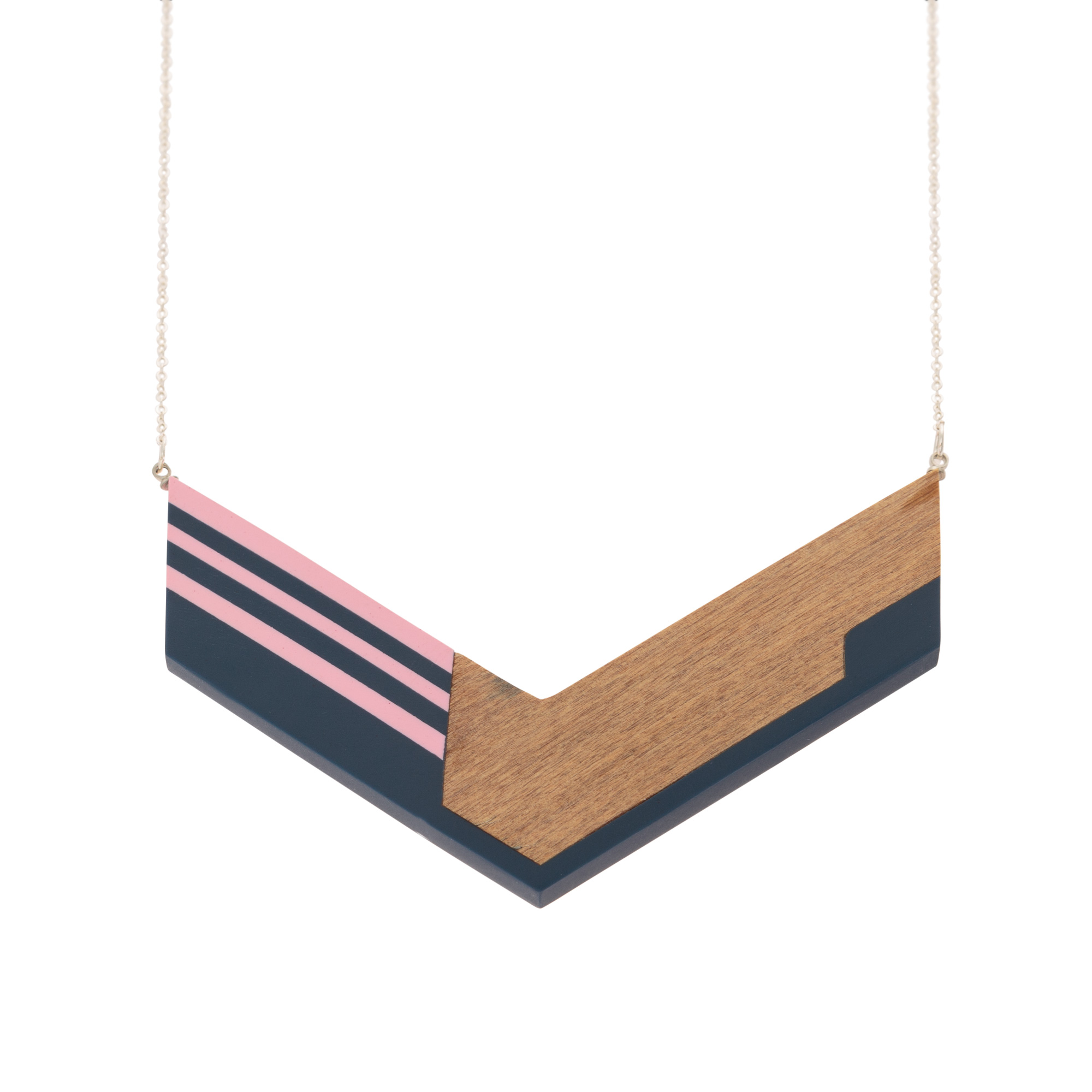 Chevron Wooden Panel Collar Necklace | Oliver Bonas
