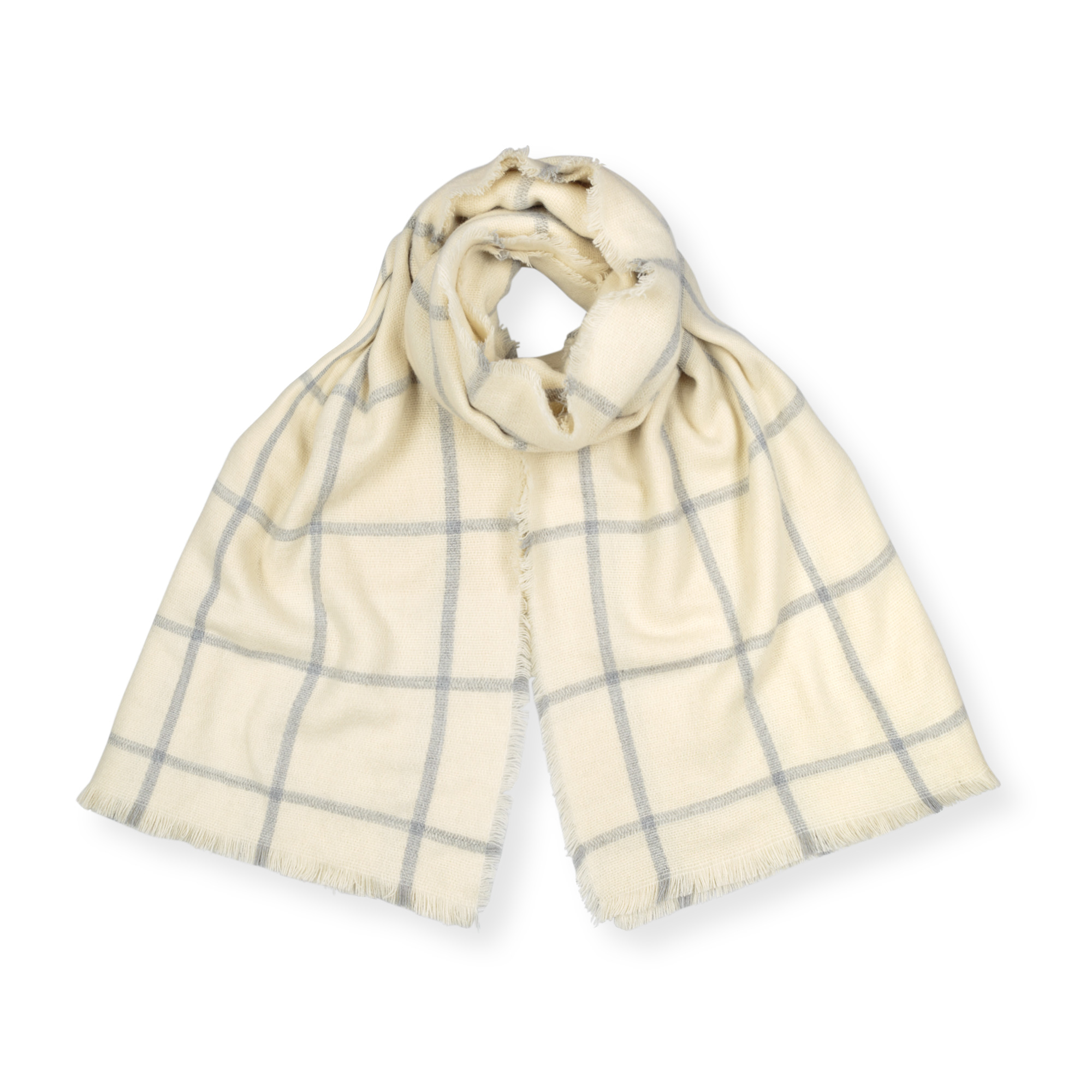 Cream Grid Scarf | Oliver Bonas