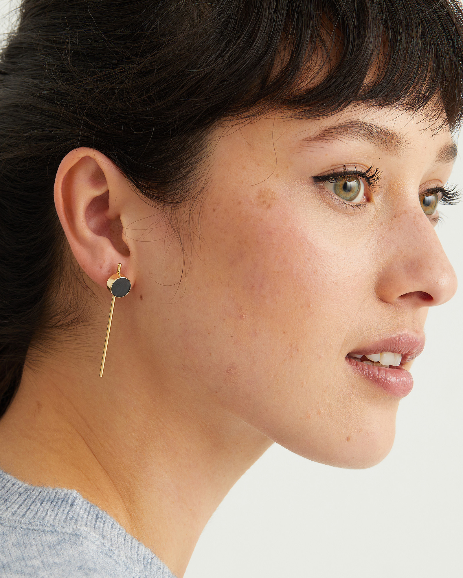 Mel Enamel Circle & Rod Drop Earrings | Oliver Bonas