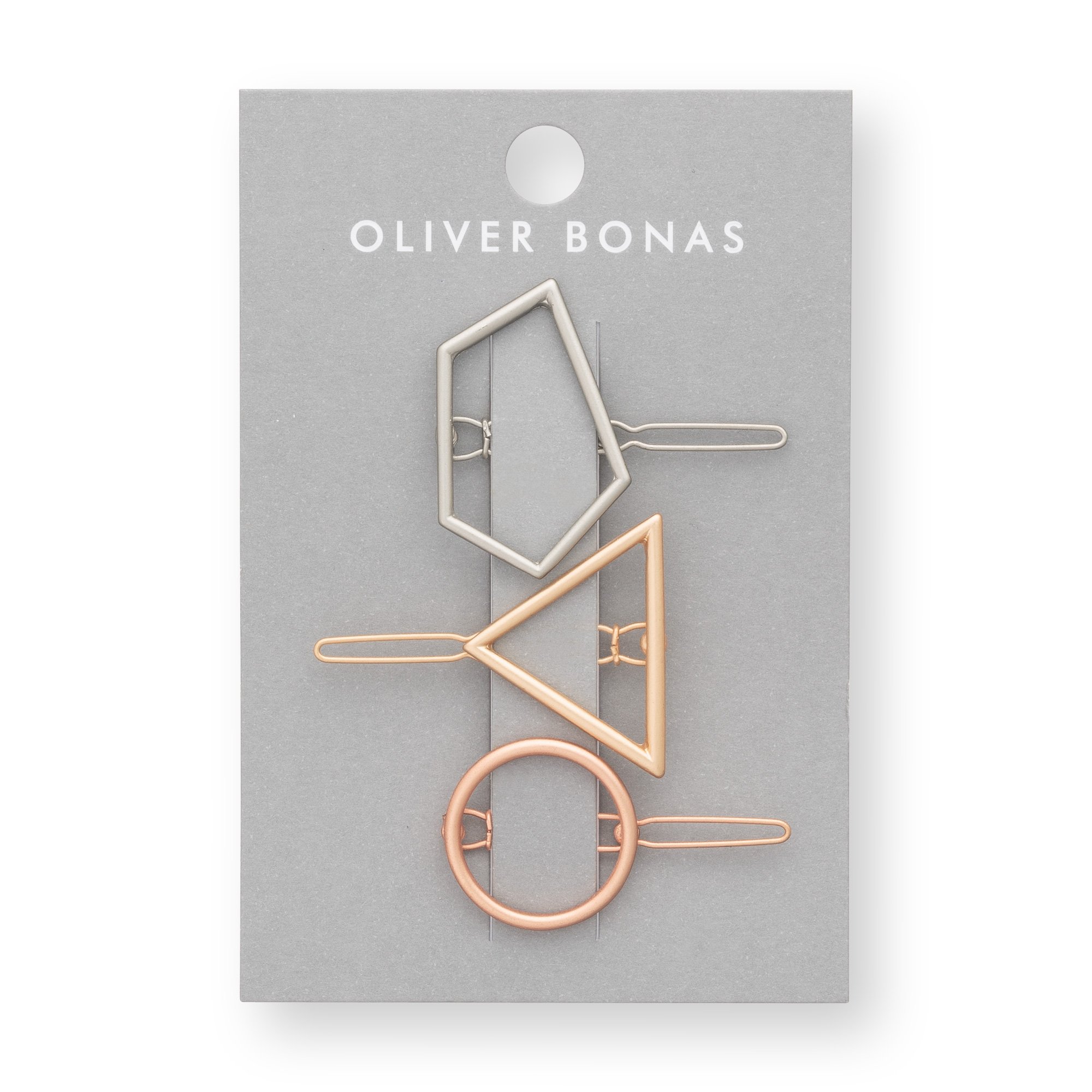 Set of Three Mixed Metallic Shapes Hair Clips | Oliver Bonas