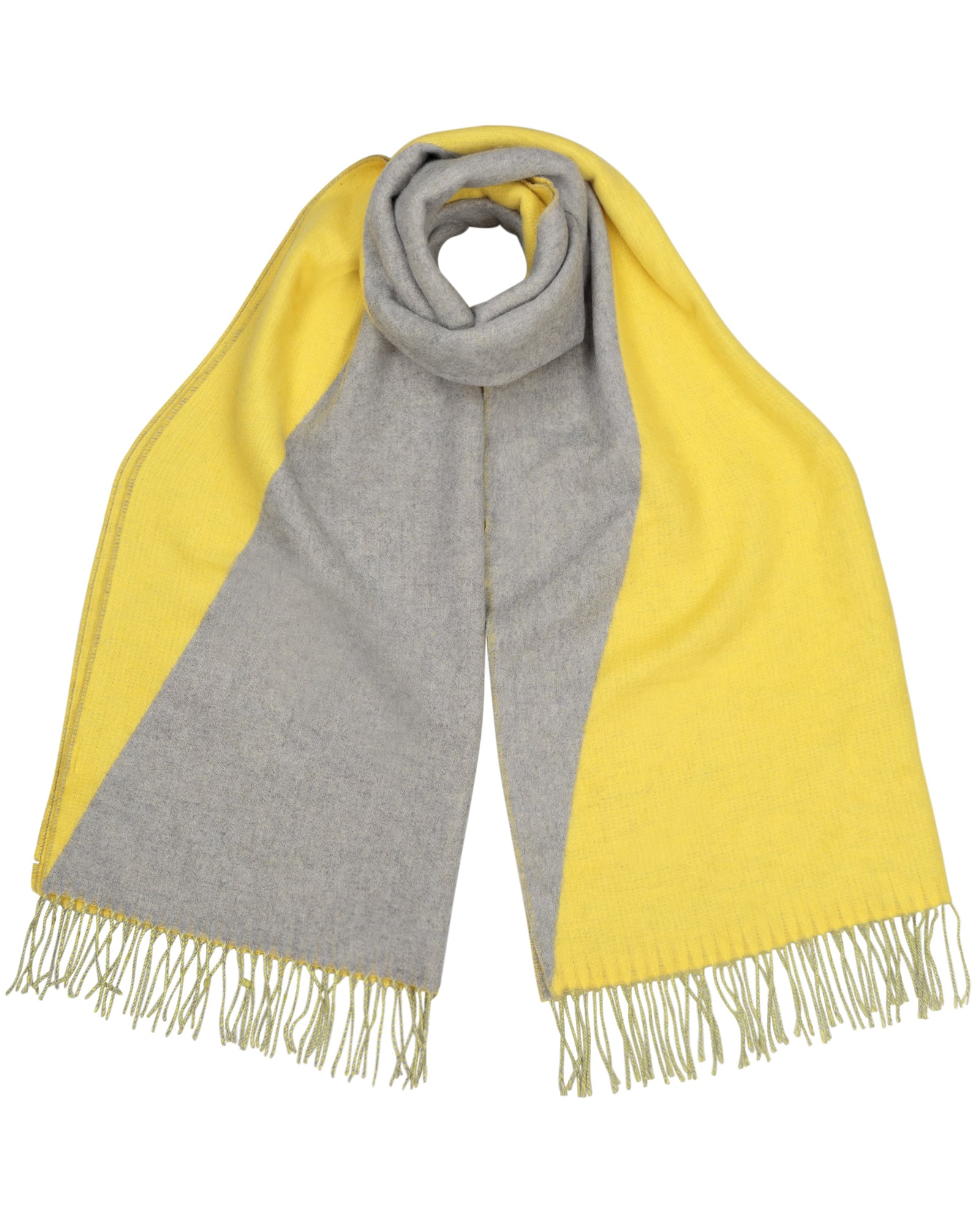 Diagonal Splice Yellow & Grey Scarf | Oliver Bonas