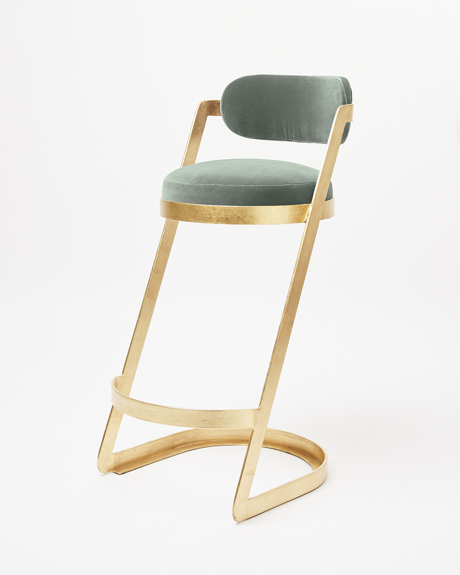 Luxe Duck Egg Blue Velvet Bar Stool | Oliver Bonas