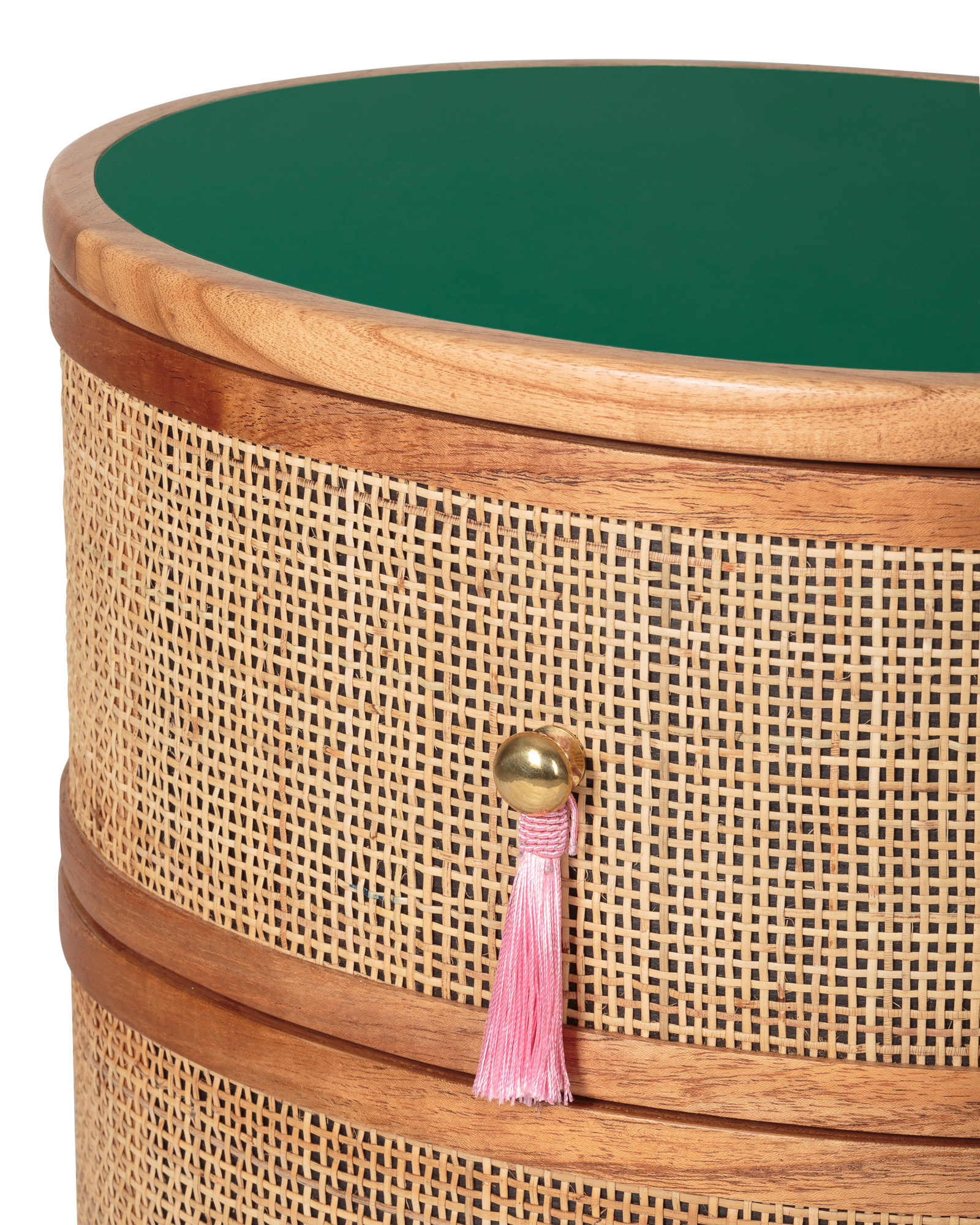 Kinship Rattan Green Bedside Table | Oliver Bonas
