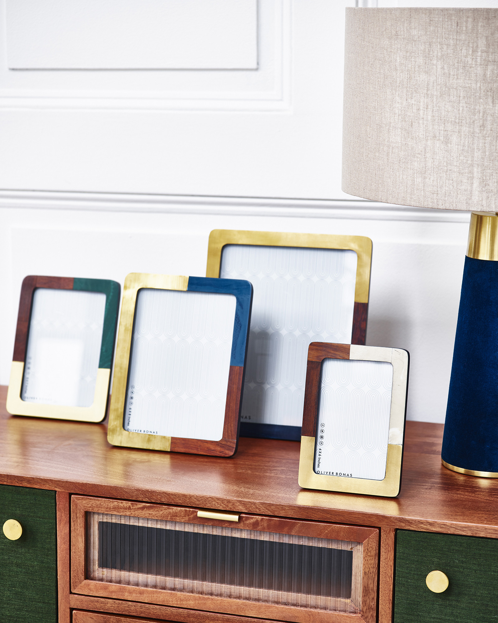 Pia Gold & Green Block Frame 6x4" | Oliver Bonas