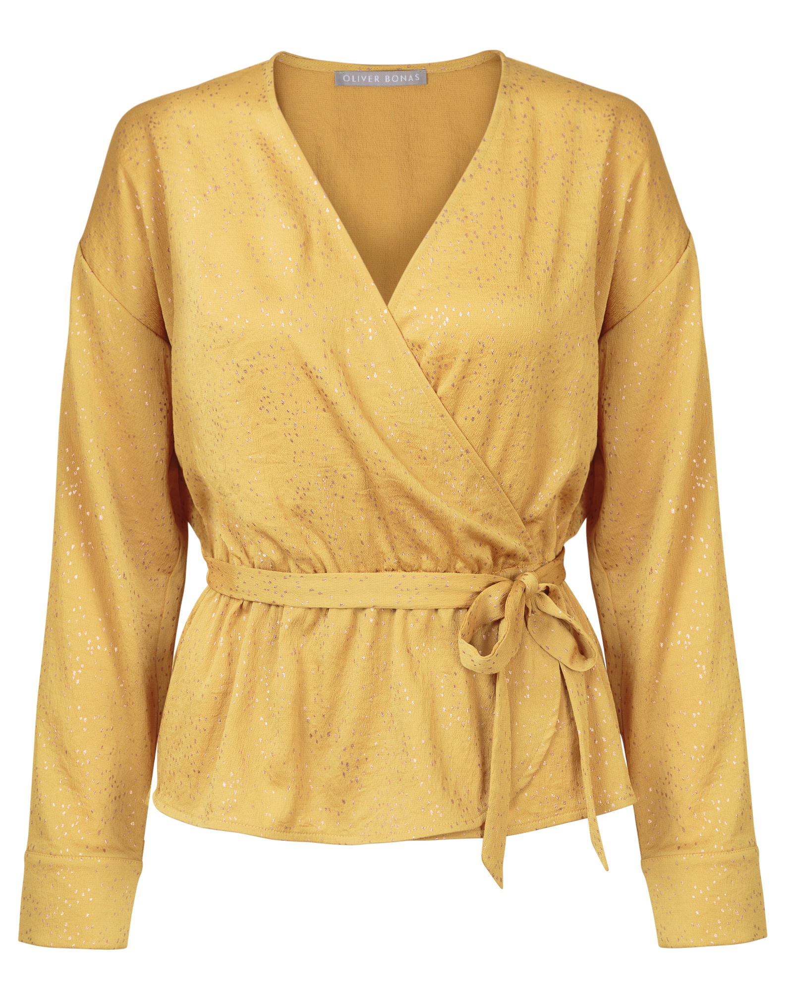 Foil Spot Yellow Wrap Top | Oliver Bonas
