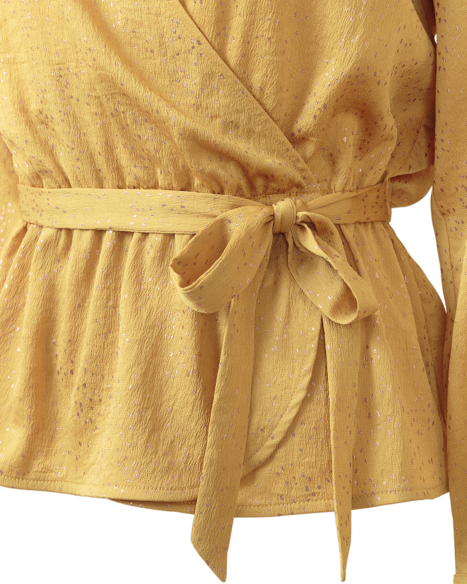 Foil Spot Yellow Wrap Top | Oliver Bonas