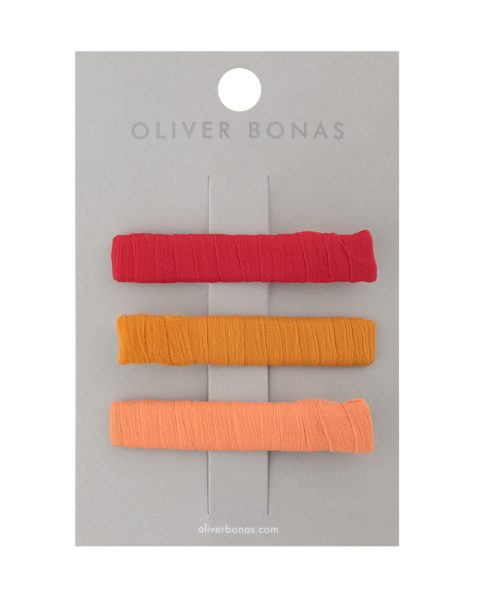 Fabric Wrapped Orange Hair Clips Pack of Three | Oliver Bonas