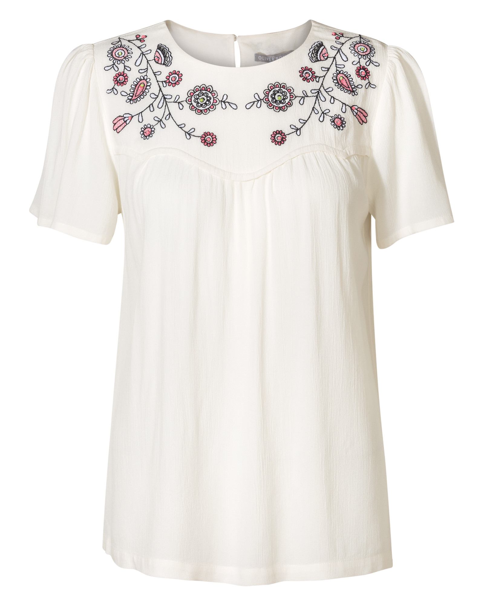 Western White Embroidered Yoke Top | Oliver Bonas