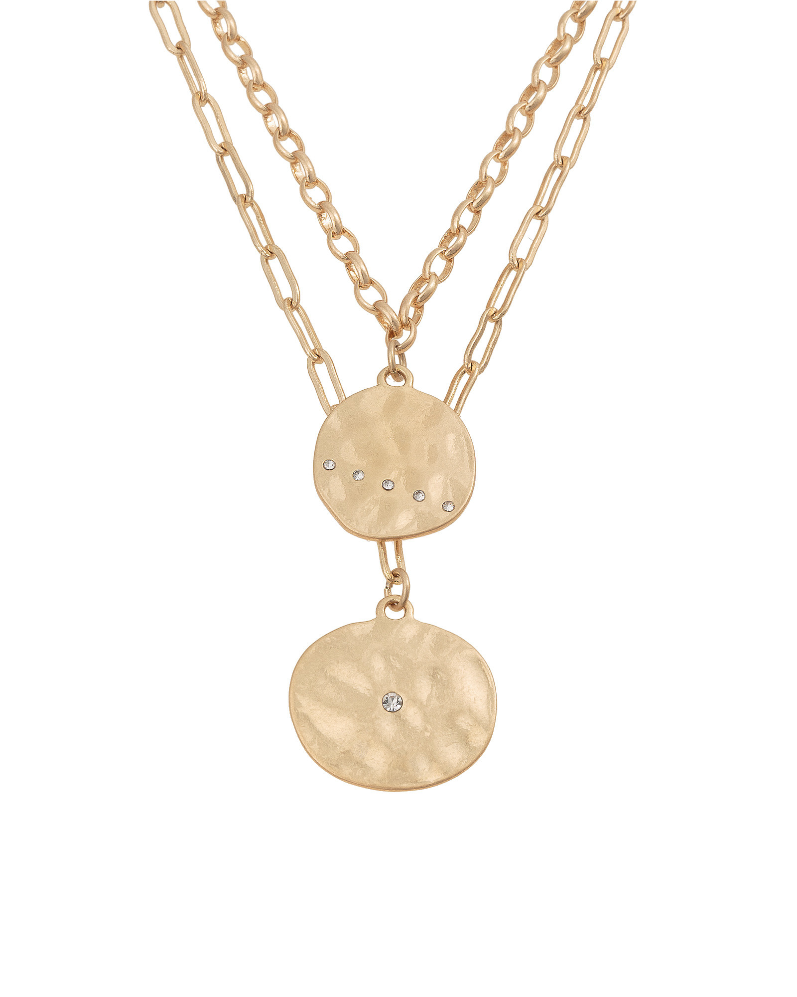 Penny Textured Disc Double Row Collar Necklace | Oliver Bonas