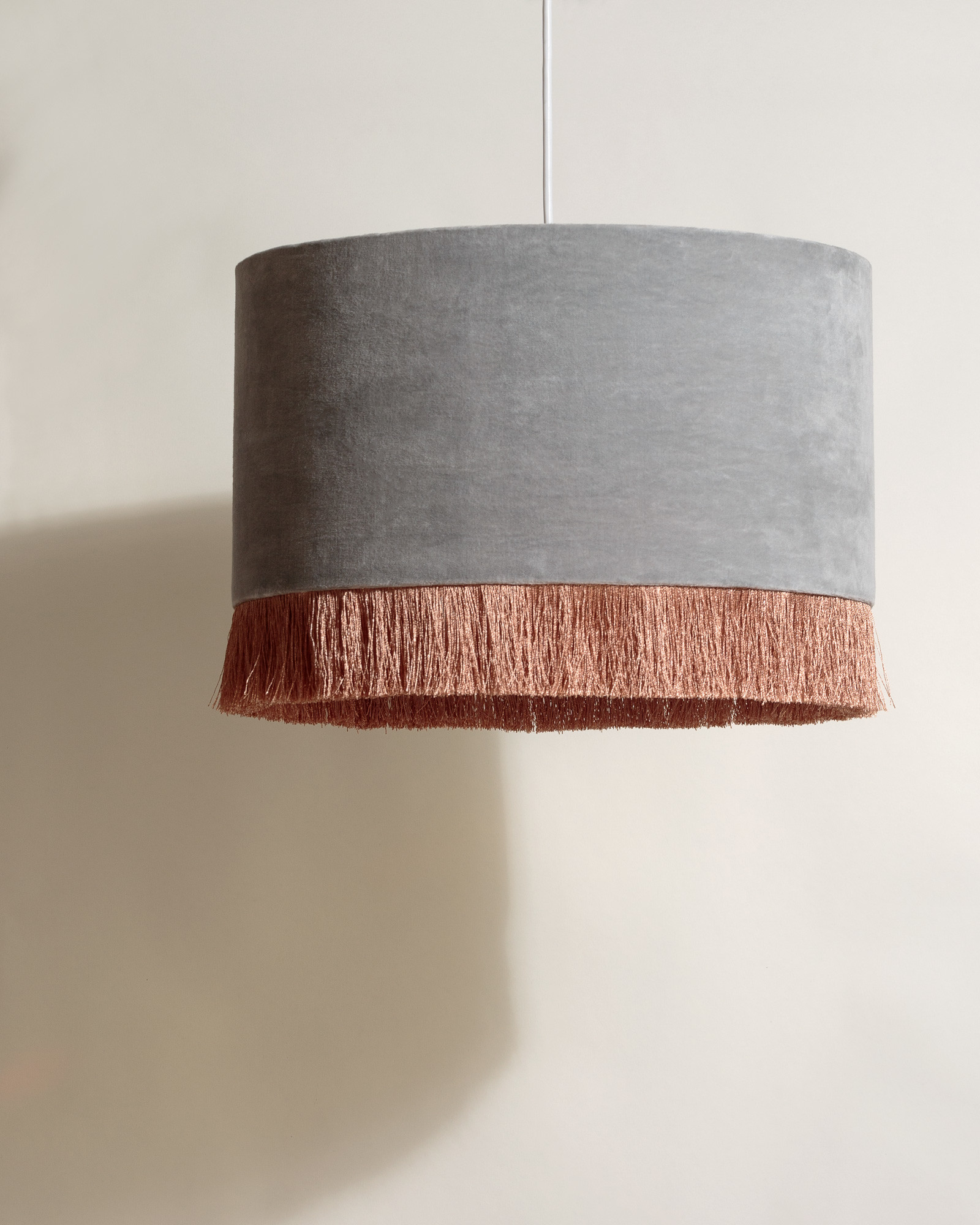 Ero Velvet & Tassel Blue Drum Pendant Lampshade | Oliver Bonas IE