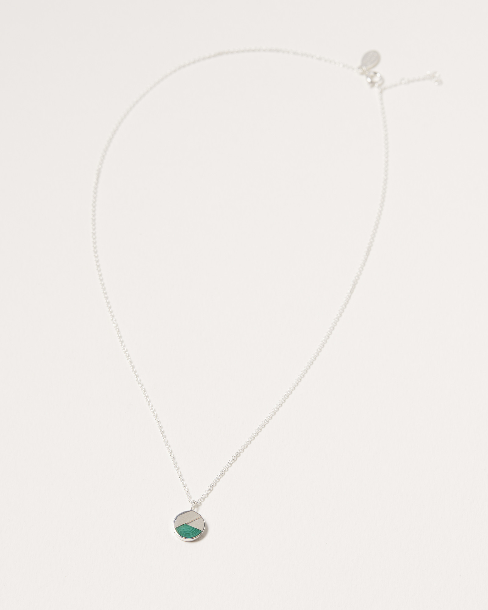 Orson Circle & Stone Segment Silver Necklace | Oliver Bonas