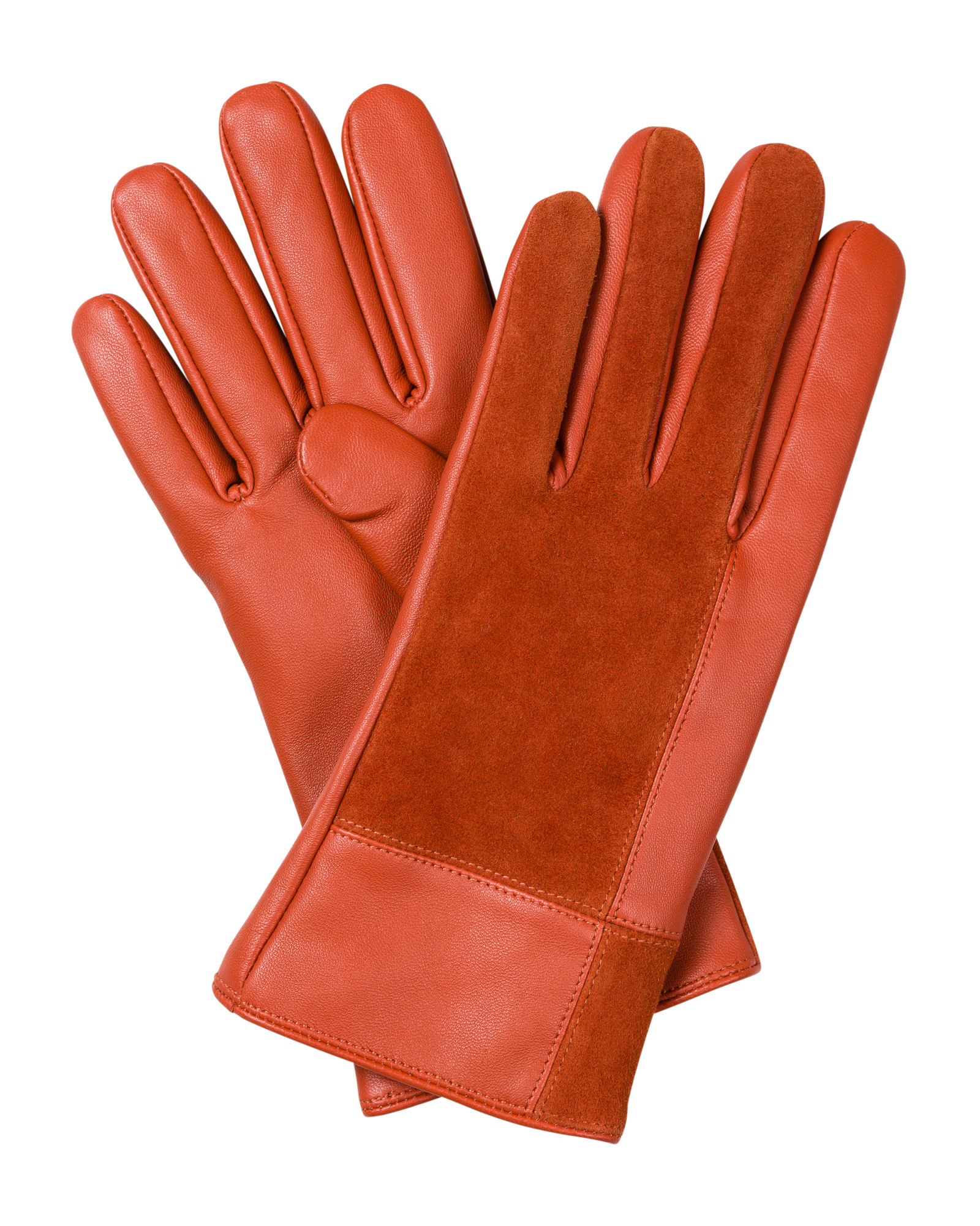 Square Orange Suede & Leather Gloves | Oliver Bonas