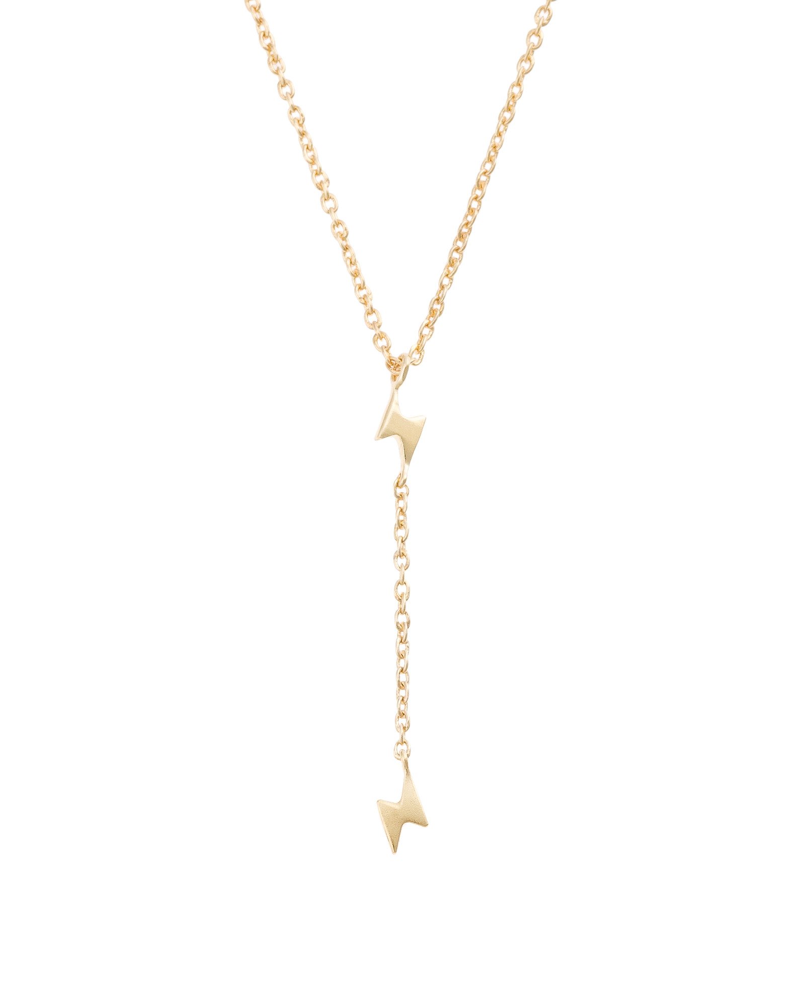 Lightning Bolt & Chain Gold Plated Pendant Necklace | Oliver Bonas