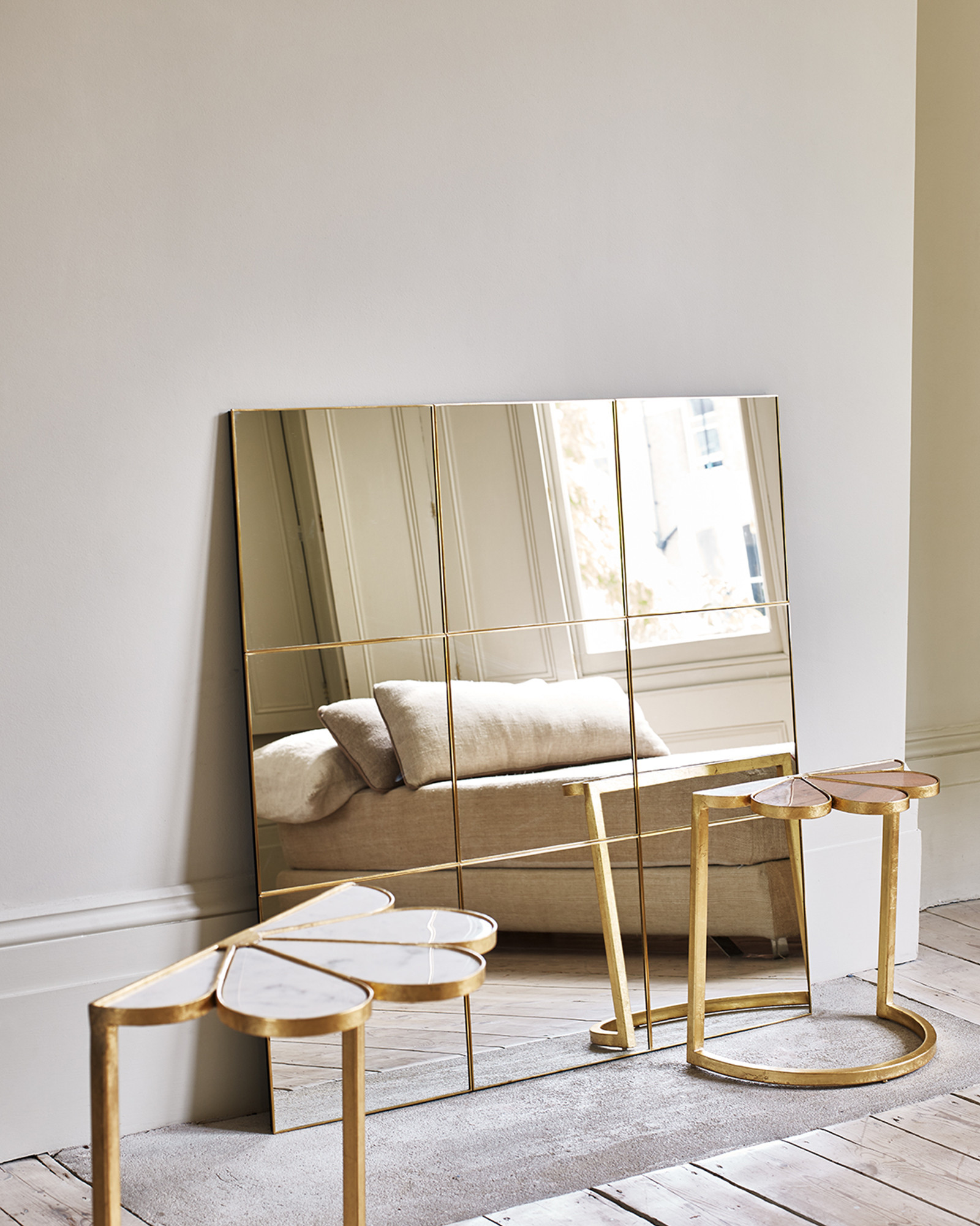 Square Gold Window Pane Mirror Large | Oliver Bonas