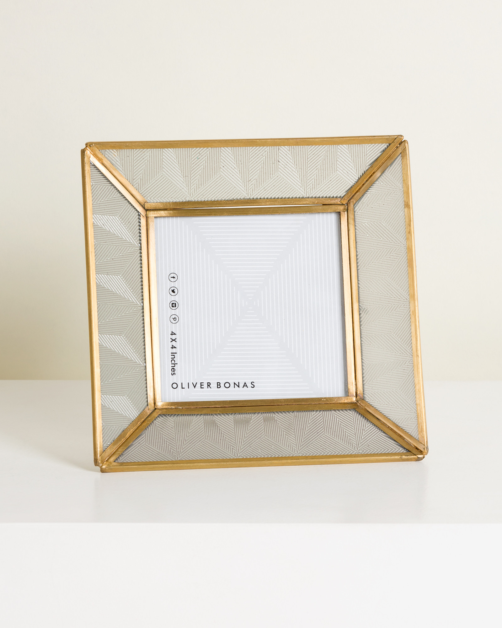 Stained Glass Grey Square Standing Photo Frame 4x4" | Oliver Bonas