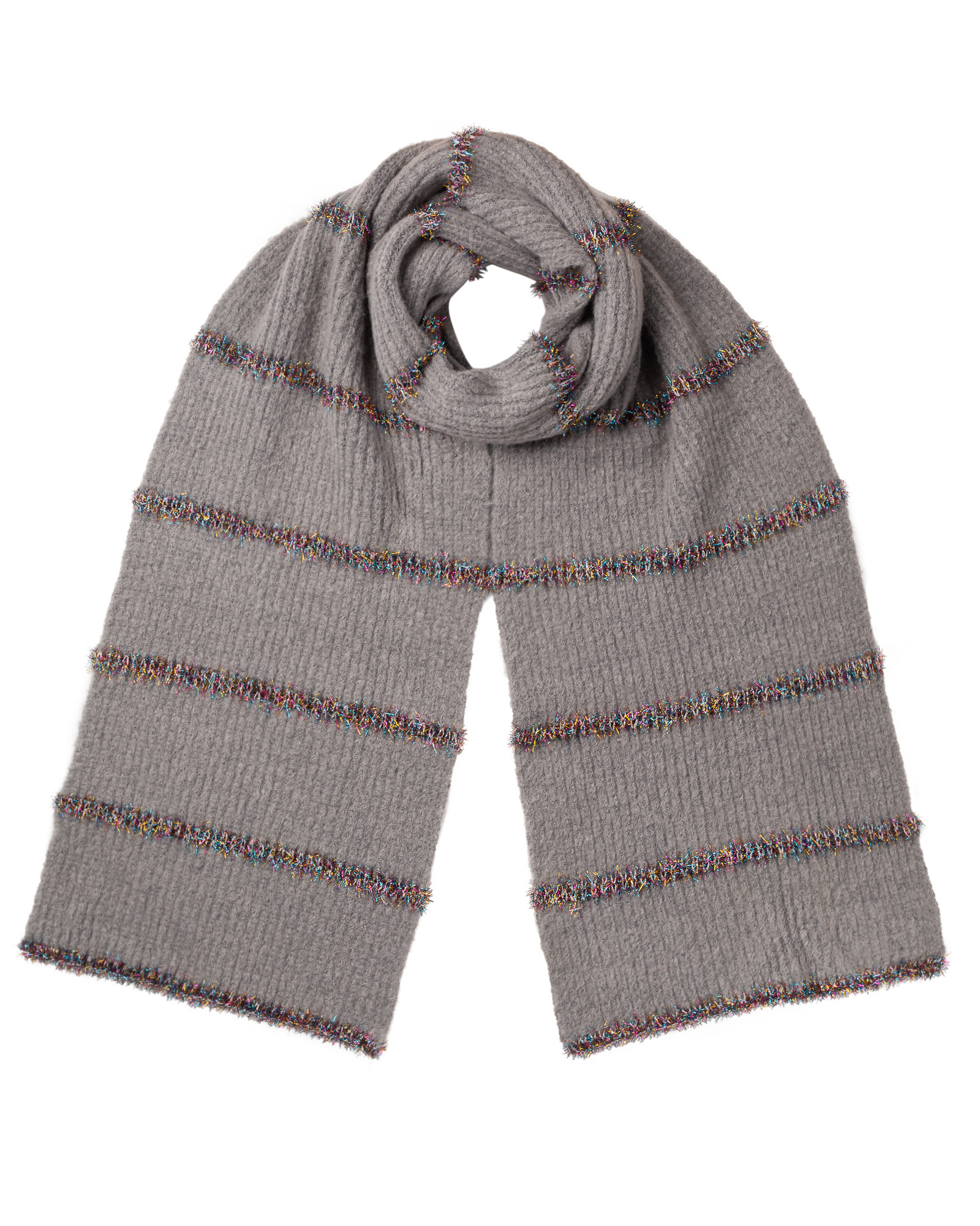 Tinsel Trim Grey Knitted Scarf | Oliver Bonas