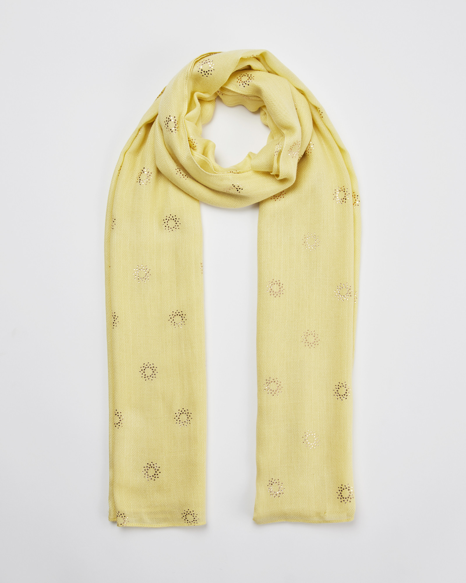 Sundance Foiled Yellow Lightweight Scarf | Oliver Bonas