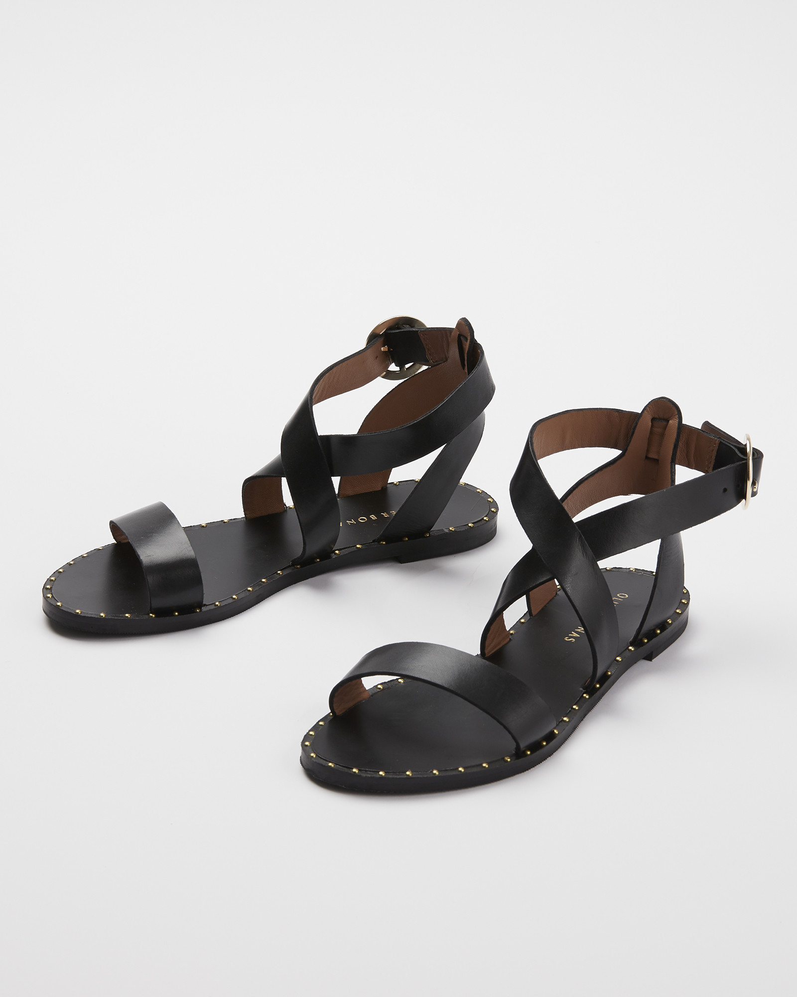 Black Studded Leather Sandals | Oliver Bonas