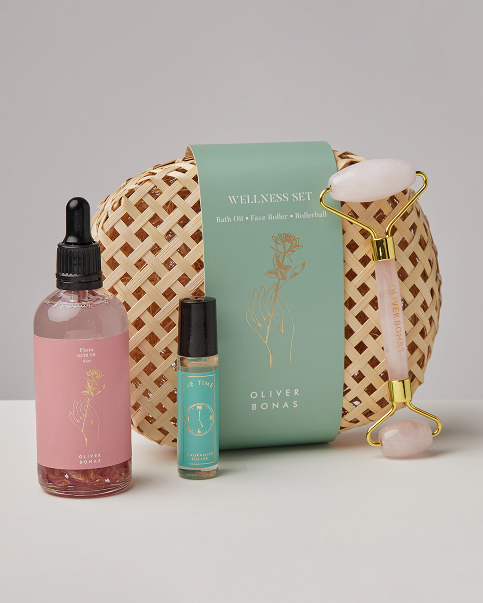 Bath Oil, Rollerball & Face Roller Wellness Set of Three | Oliver Bonas
