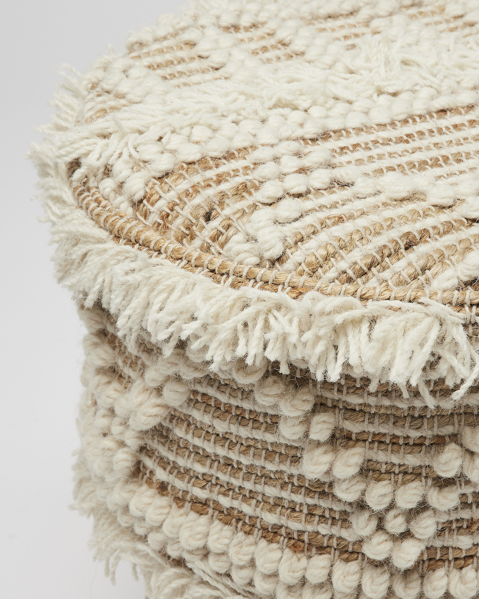 Tufted Natural & Cream Footstool | Oliver Bonas