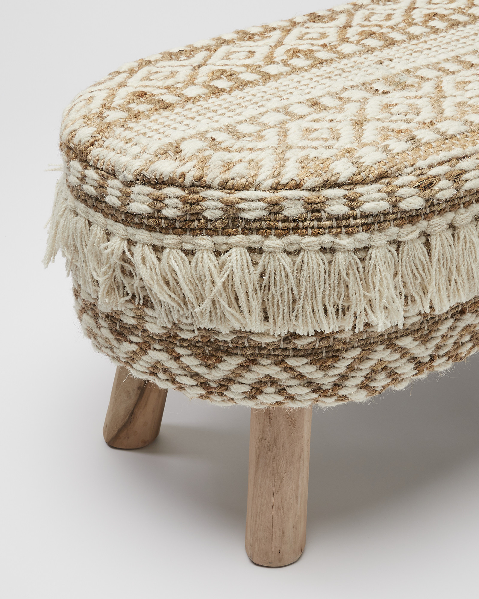 Tassel Tufted Natural & Cream Bench | Oliver Bonas