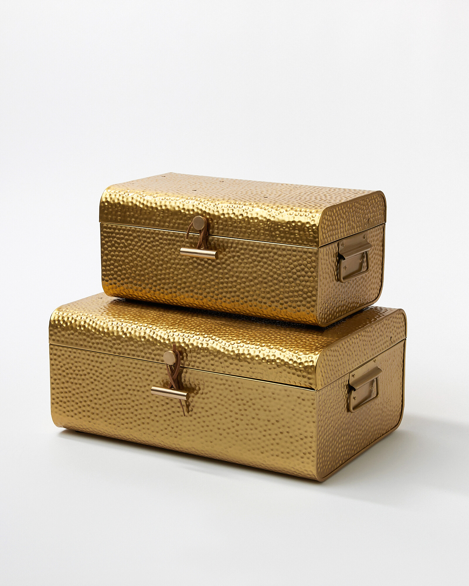 Hammered Gold Metal Storage Trunks Set of Two | Oliver Bonas
