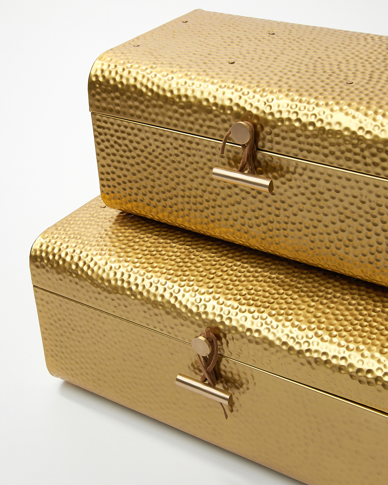 Hammered Gold Metal Storage Trunks Set of Two | Oliver Bonas
