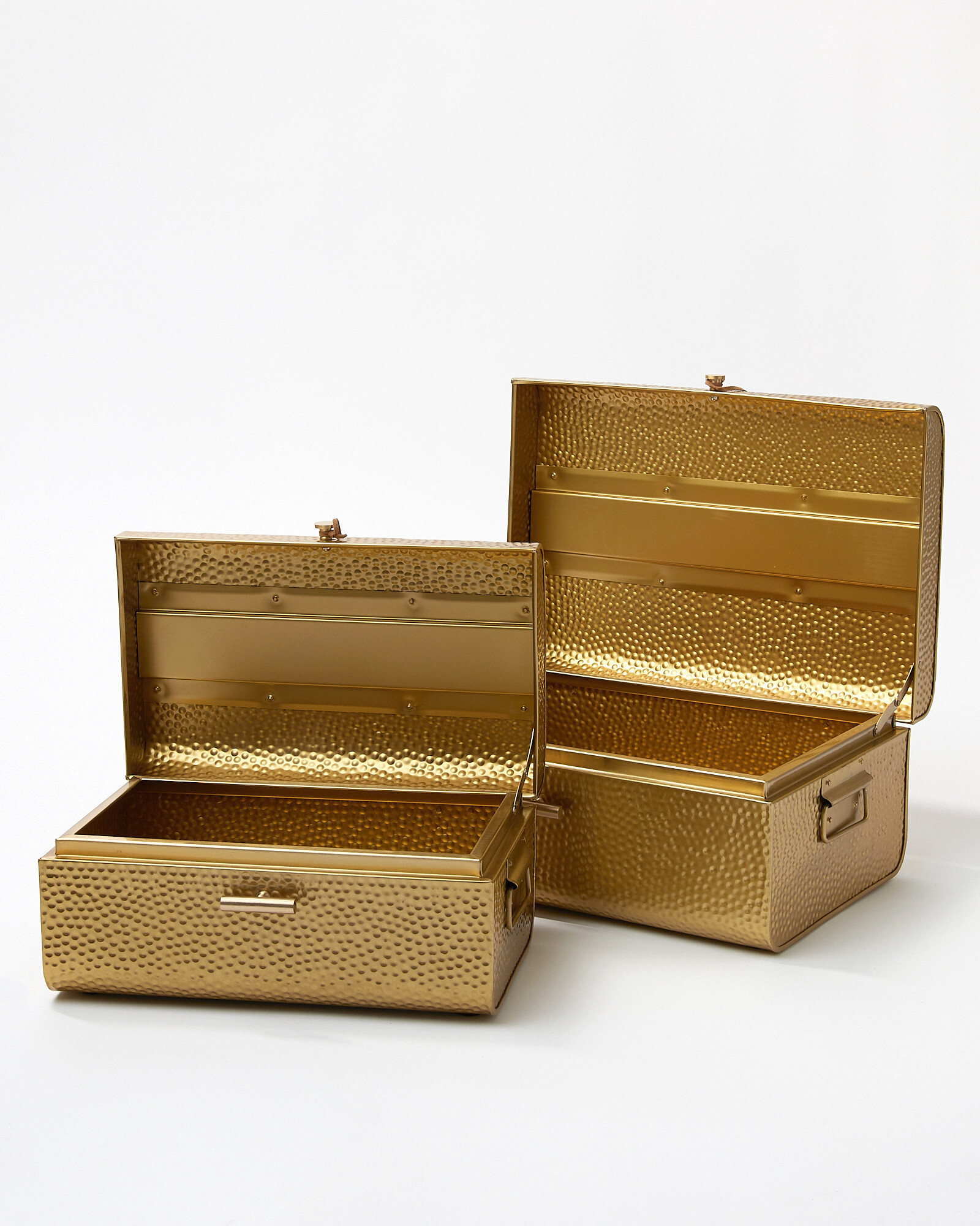 Hammered Gold Metal Storage Trunks Set of Two | Oliver Bonas