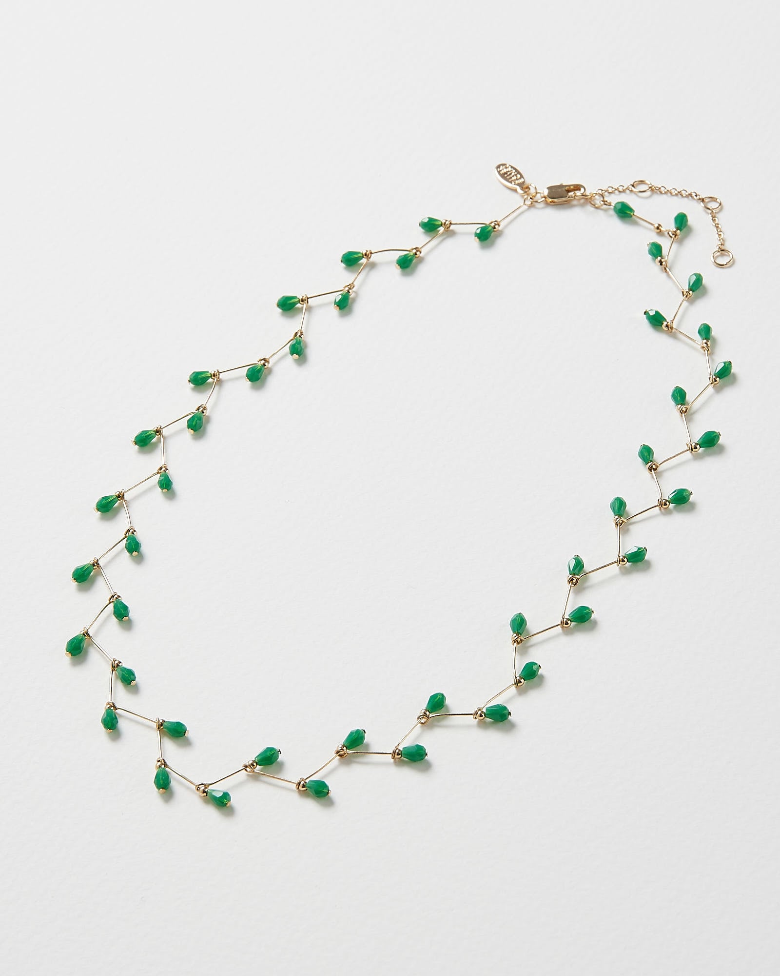 Ivy Teardrop Green Chain Necklace | Oliver Bonas
