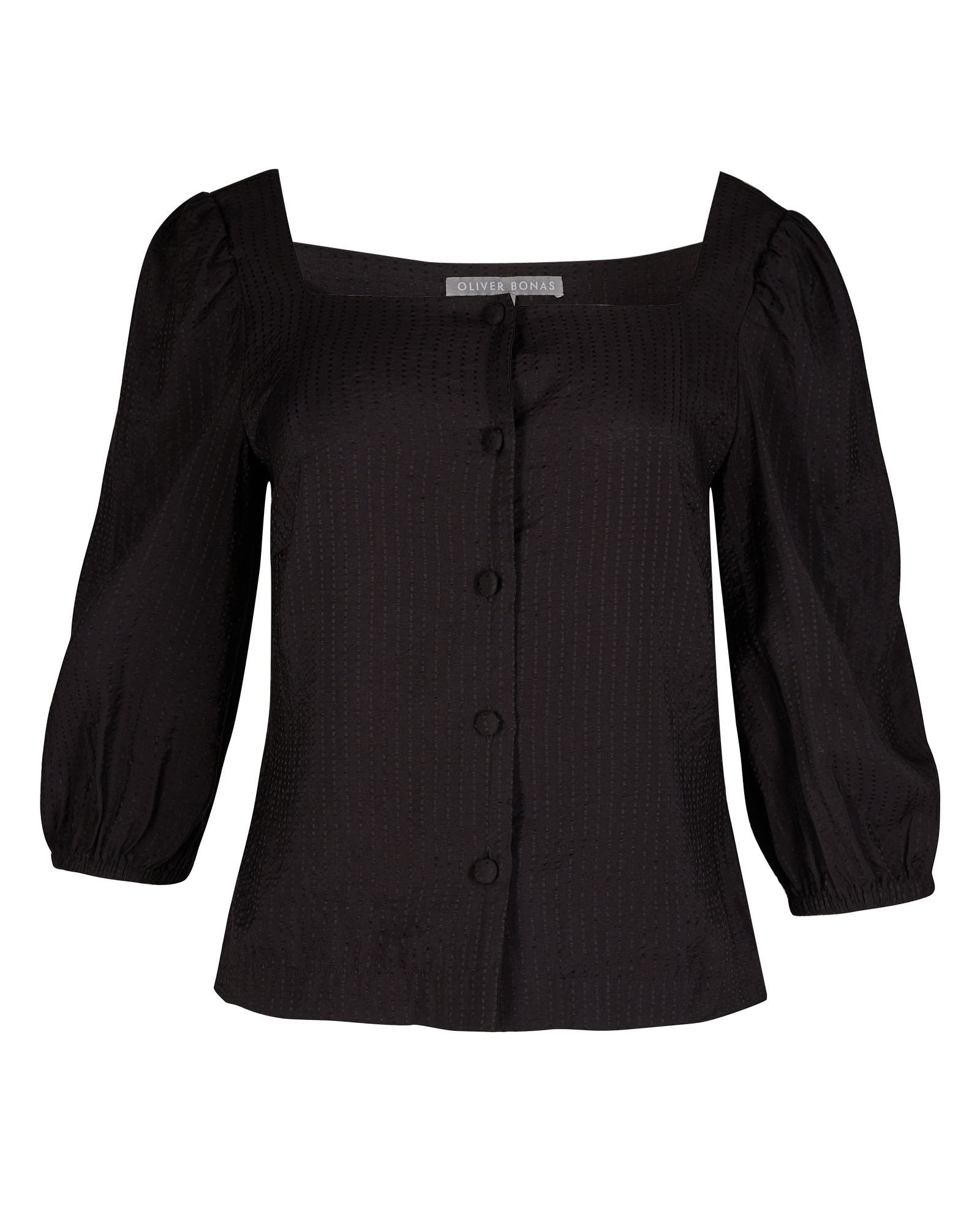 Square Neck Black Top | Oliver Bonas