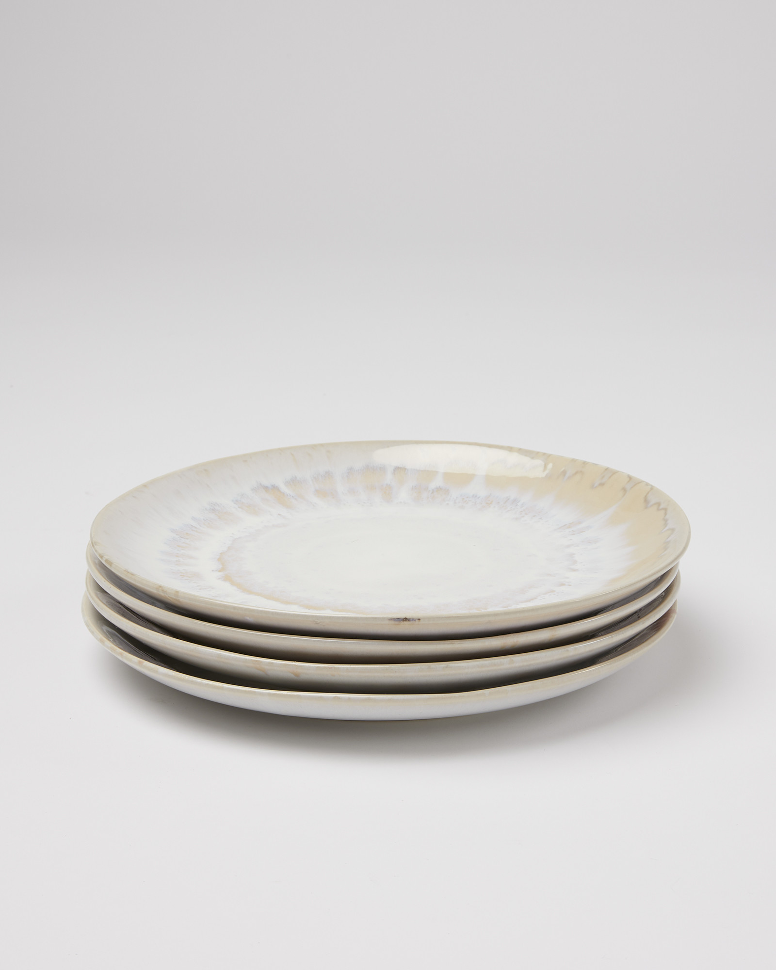 Muana White Reactive Glazed Stoneware Dinner Plates Set of Four ...