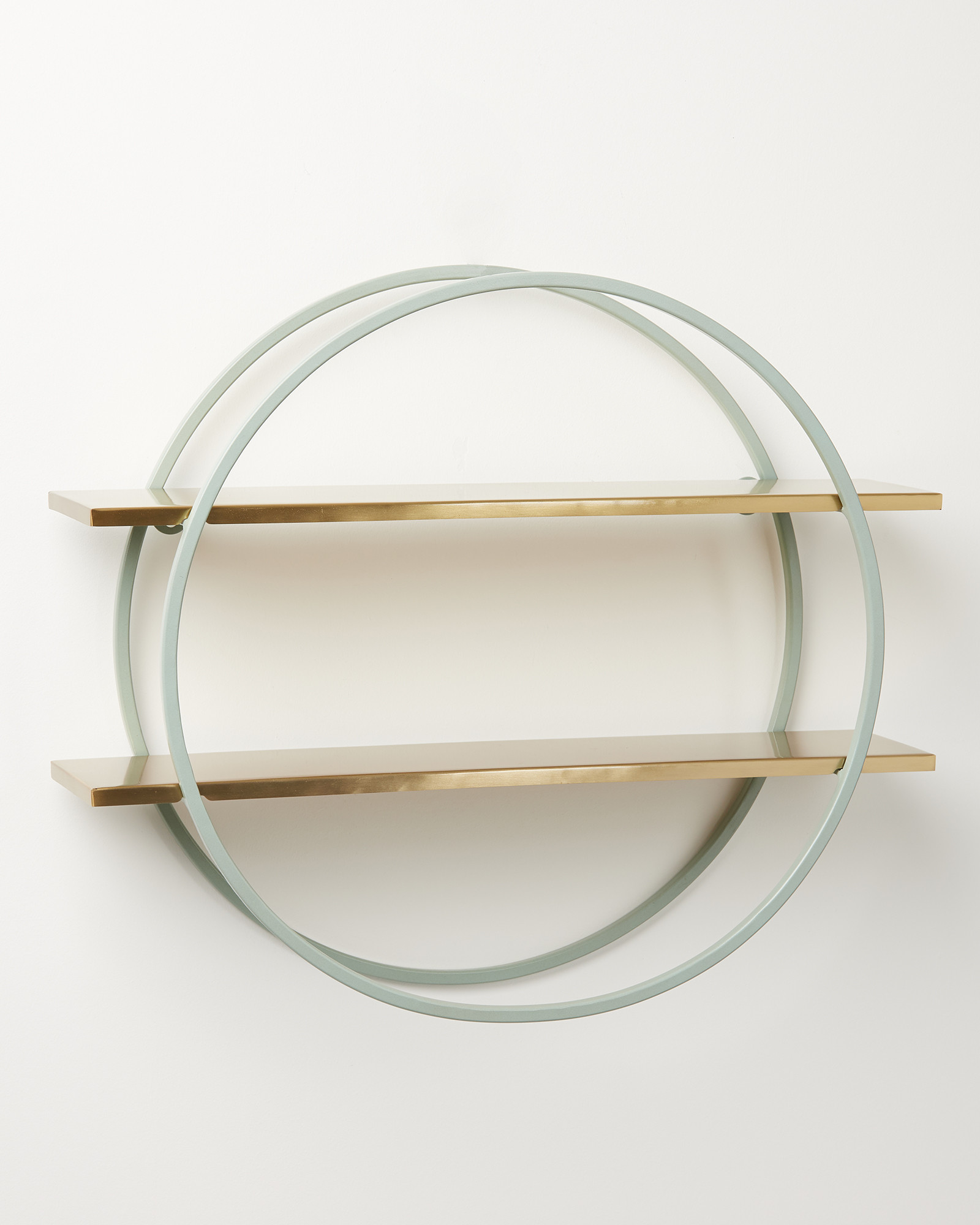 Iggy Green & Gold Metal Round Wall Shelf | Oliver Bonas