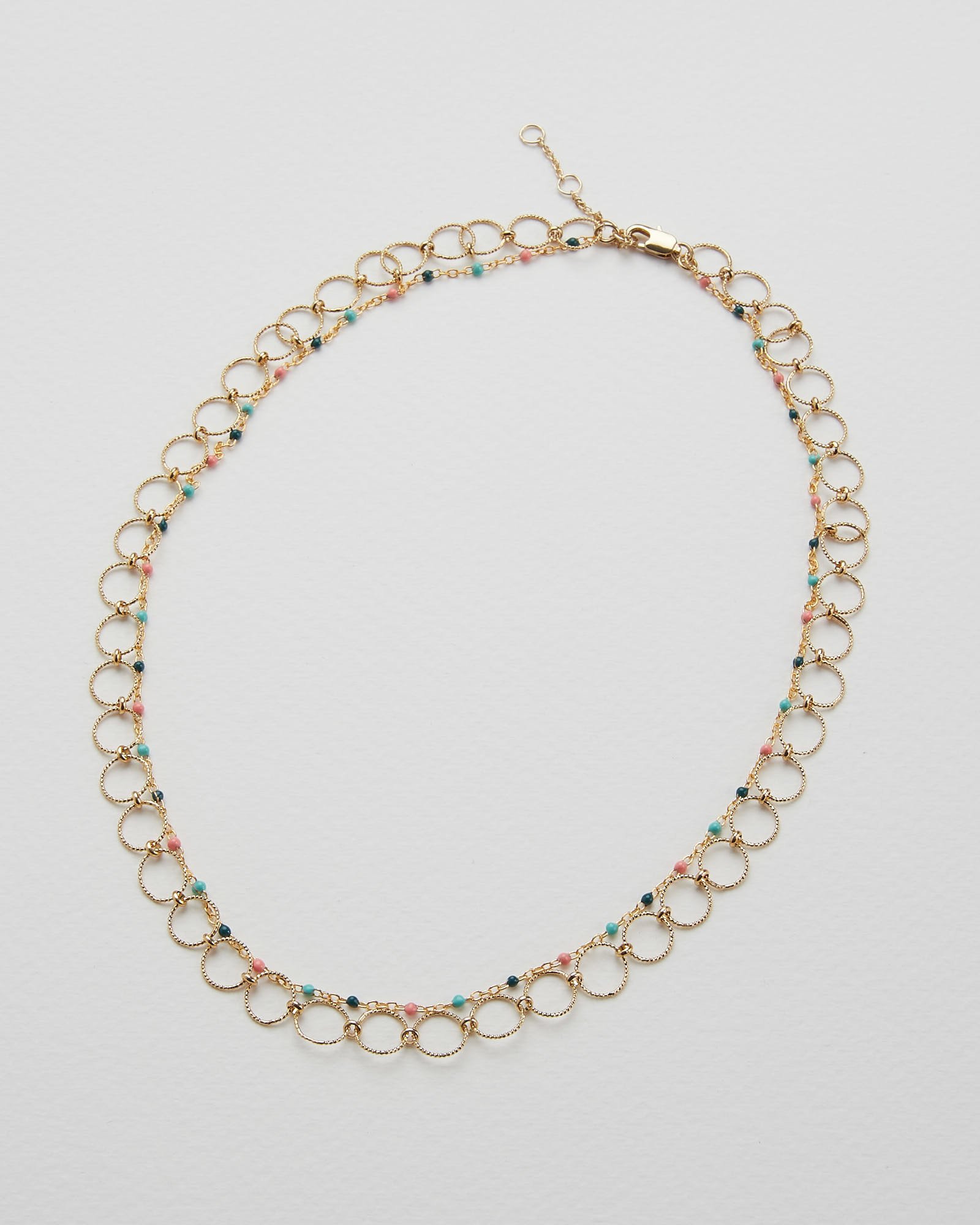 Mae Multi Row Beaded & Link Chain Necklace | Oliver Bonas