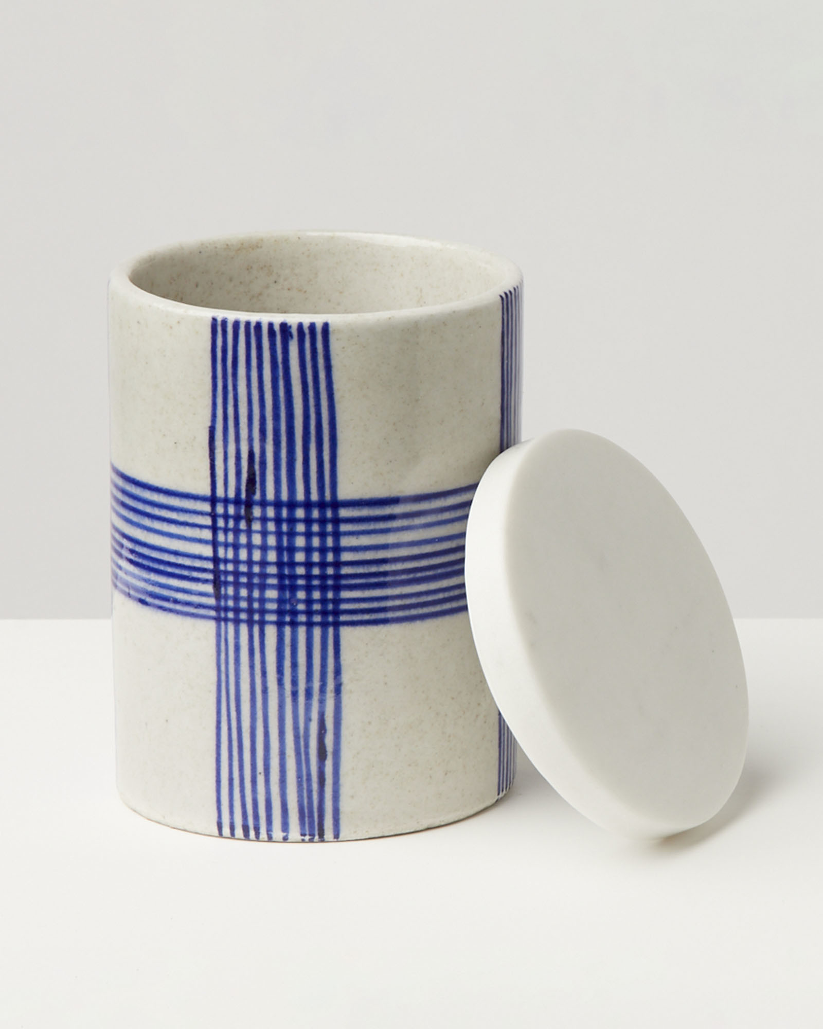 Blue & White Ceramic & Marble Storage Pot | Oliver Bonas