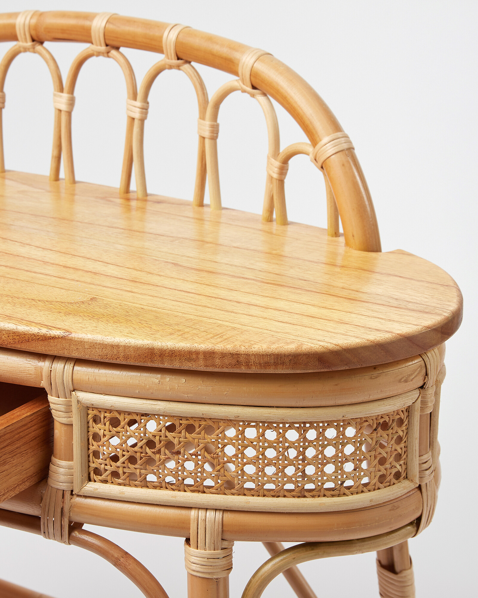 Bali Natural Rattan Dressing Table & Stool | Oliver Bonas