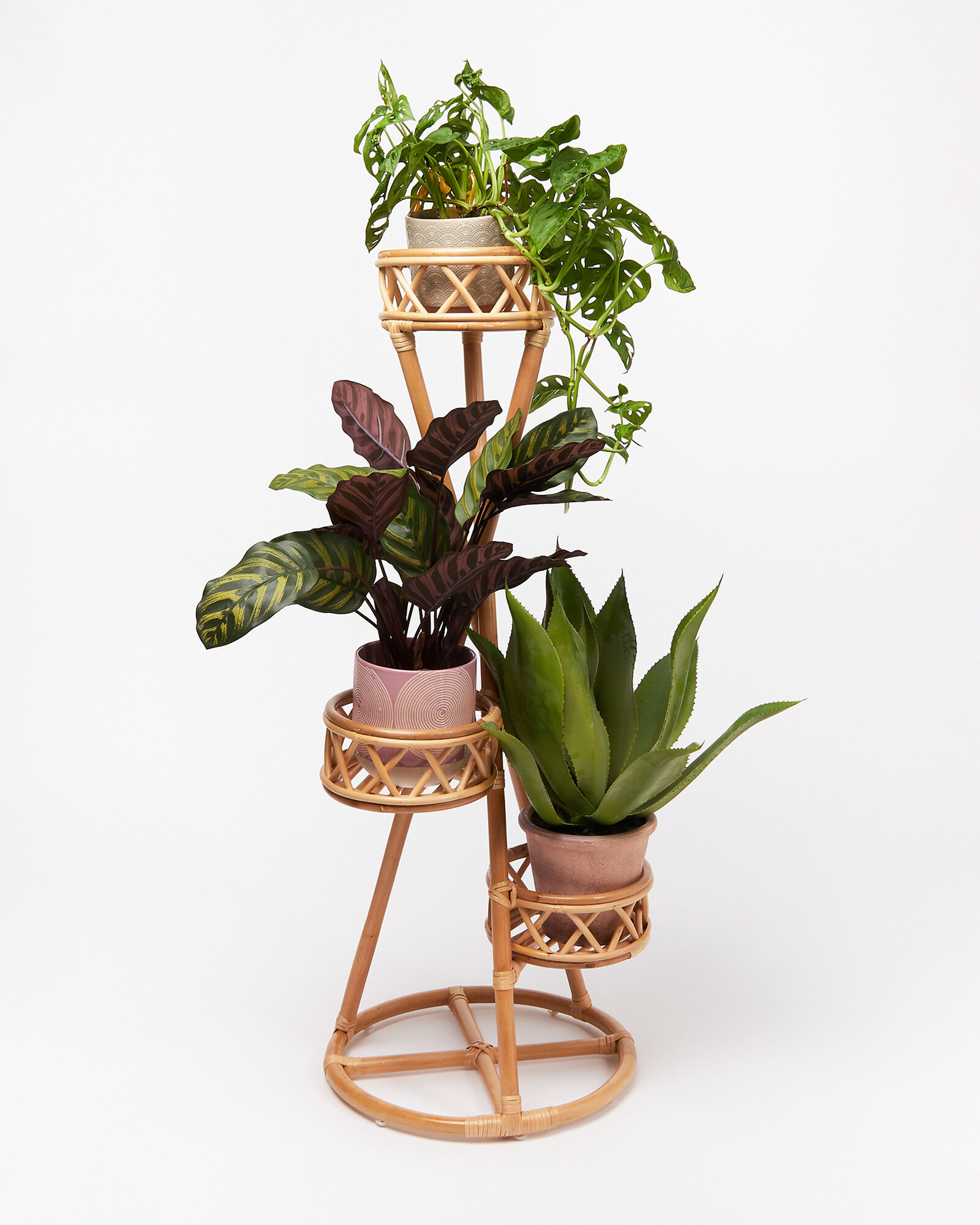Bali Natural Rattan Triple Plant Stand | Oliver Bonas