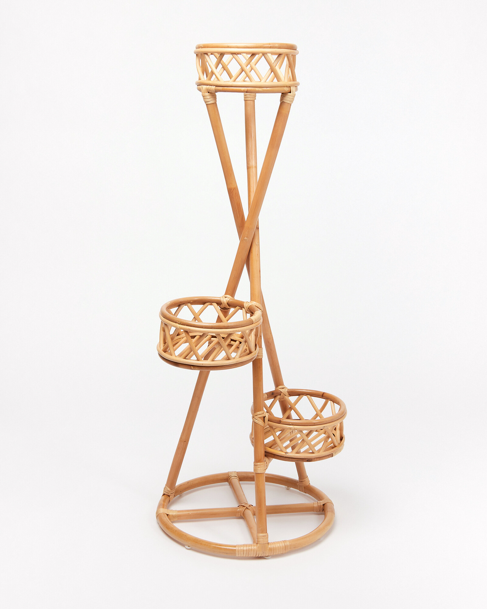 Bali Natural Rattan Triple Plant Stand | Oliver Bonas