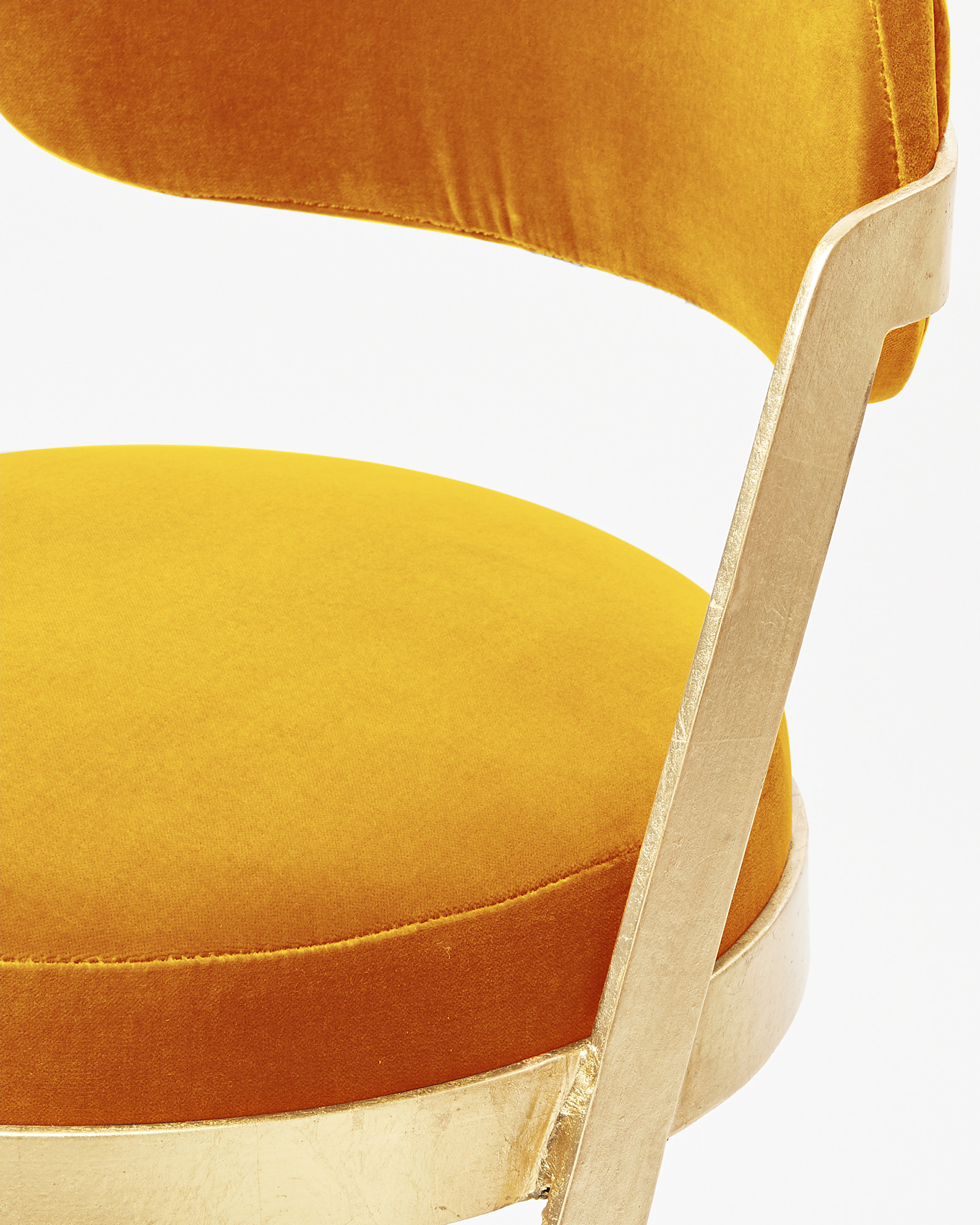 Luxe Saffron Yellow Velvet Bar Stool | Oliver Bonas