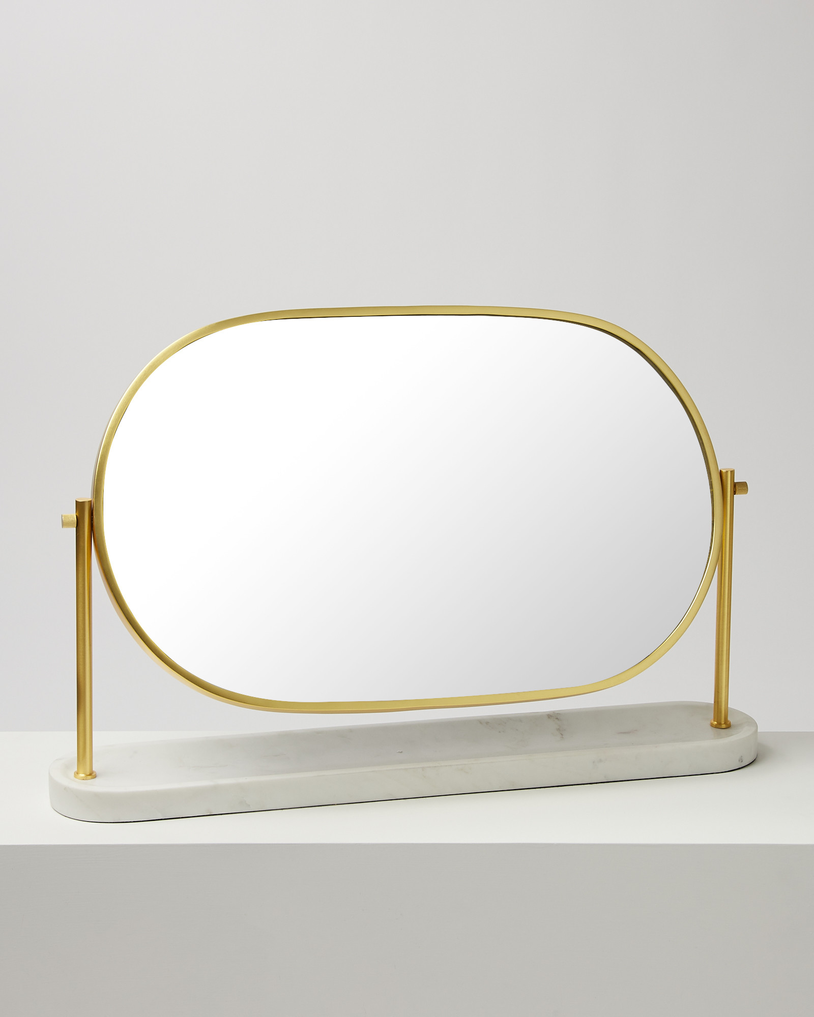 Oval White Marble & Gold Dressing Table Mirror | Oliver Bonas