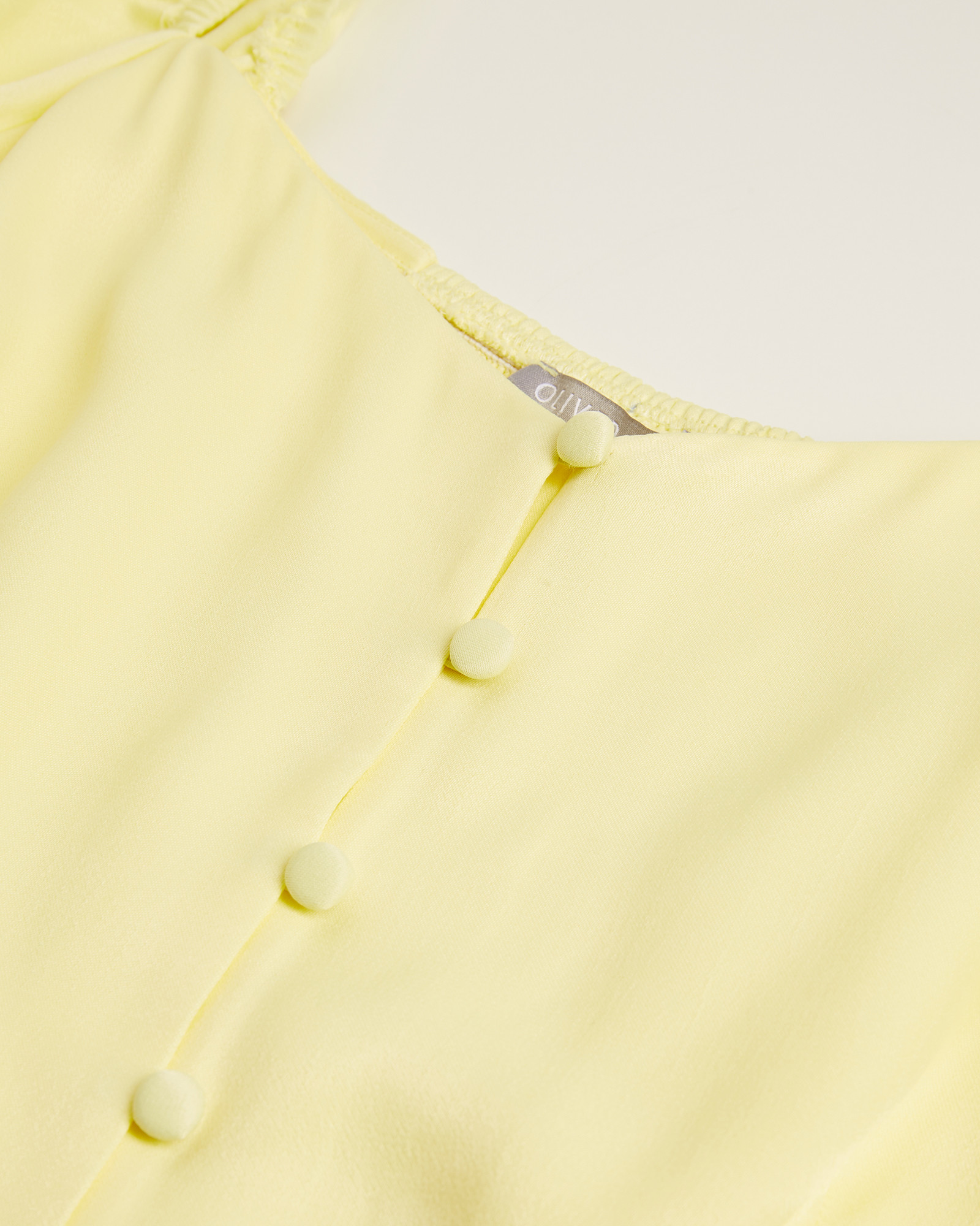 Satin Yellow Puff Sleeve Top | Oliver Bonas