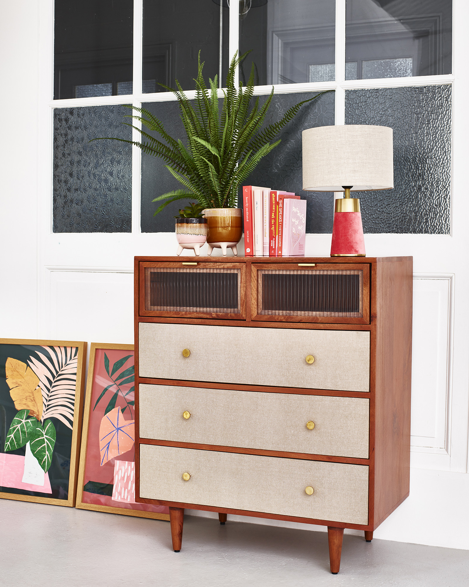 Tienda Beige Mango Wood Chest of Drawers | Oliver Bonas
