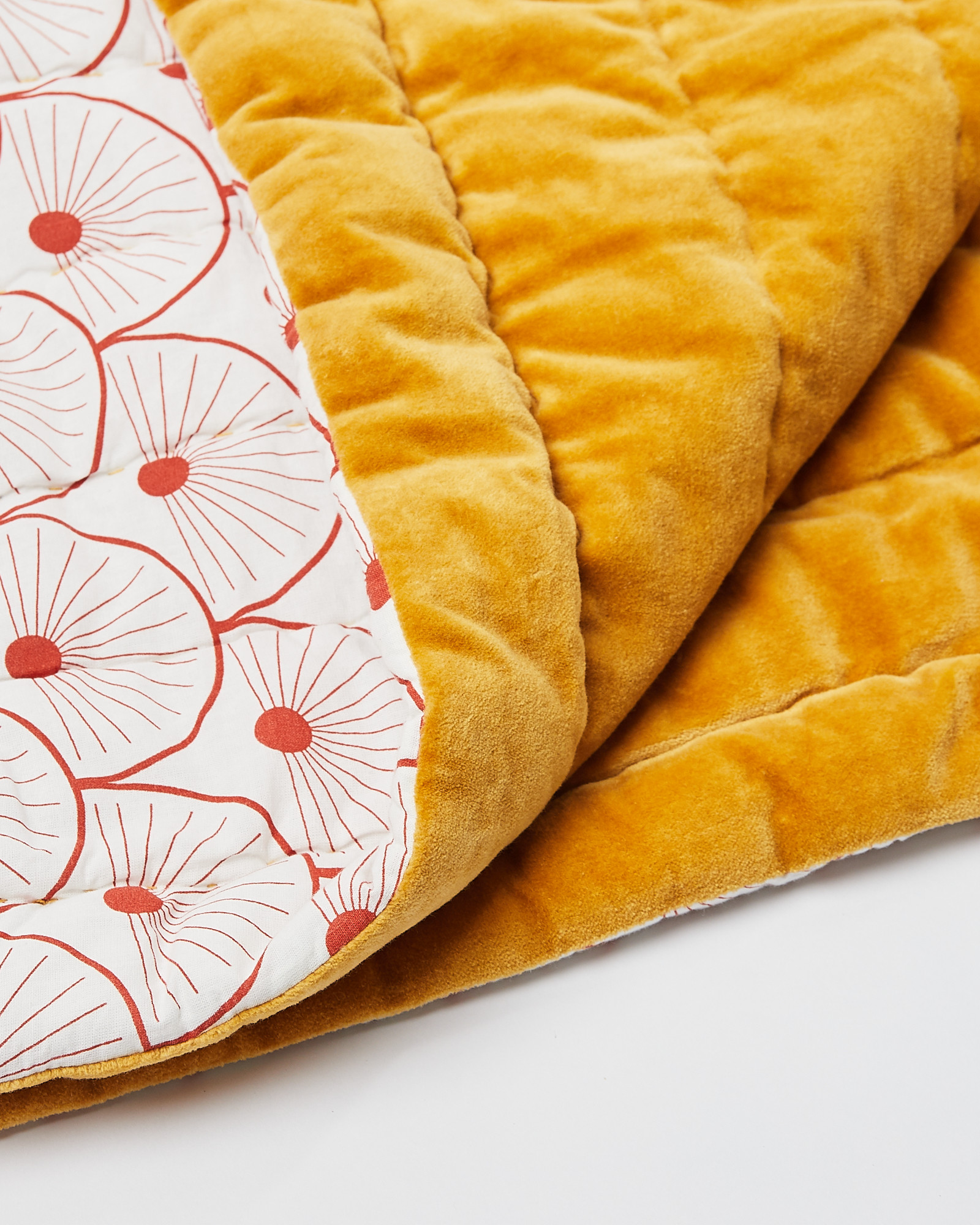 Printed Quilted Pink Velvet Double Bedspread | Oliver Bonas