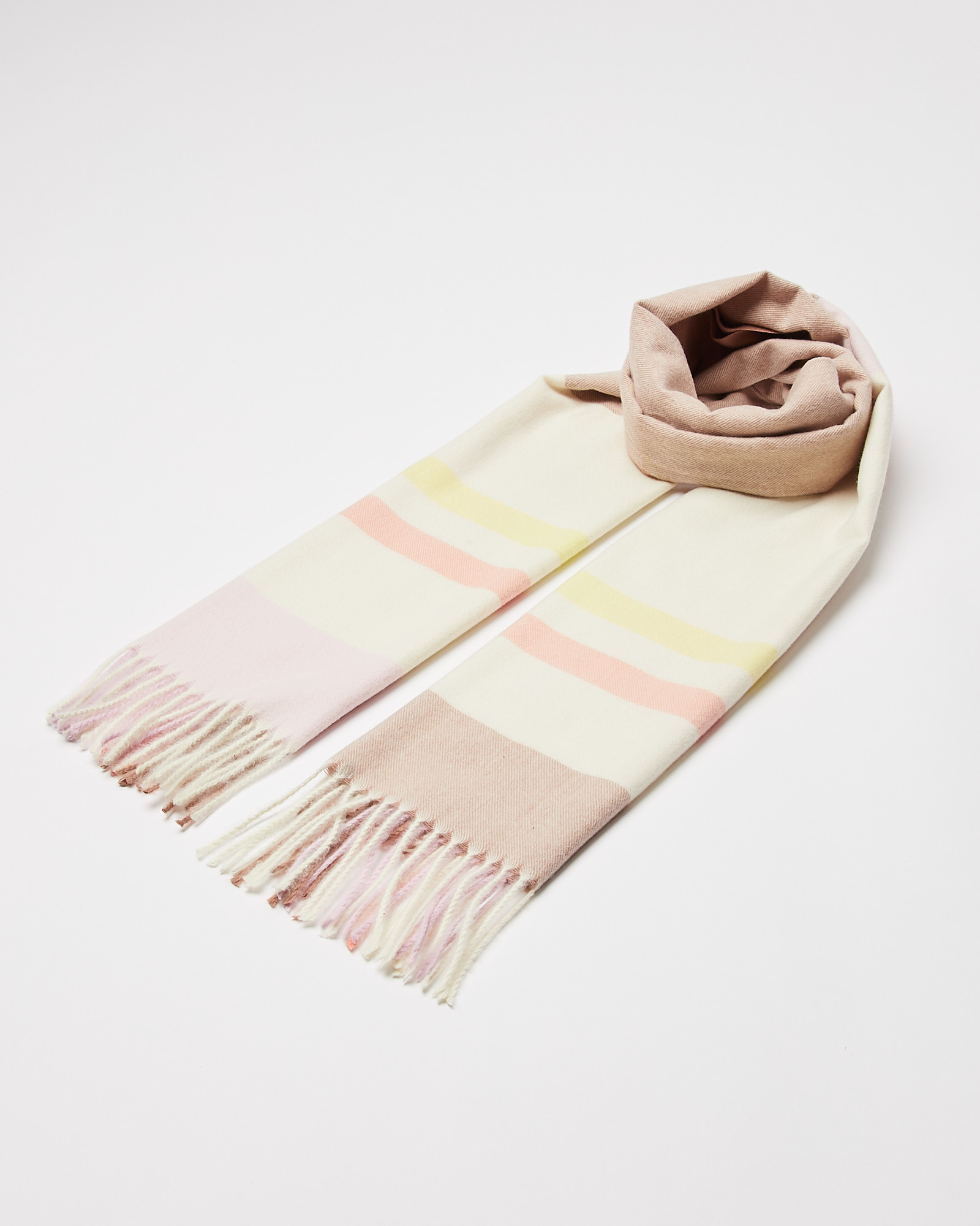 Soft Check & Stripe Scarf | Oliver Bonas