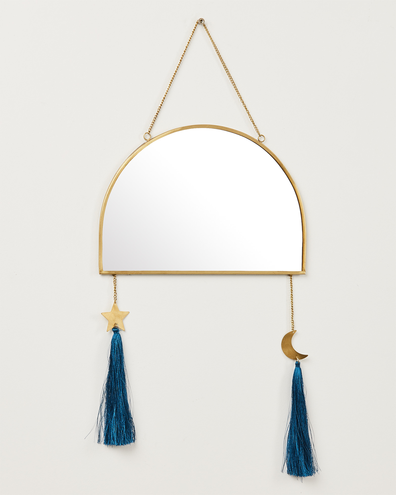 Geometric Gold Star & Moon Tassel Hanging Wall Mirror | Oliver Bonas