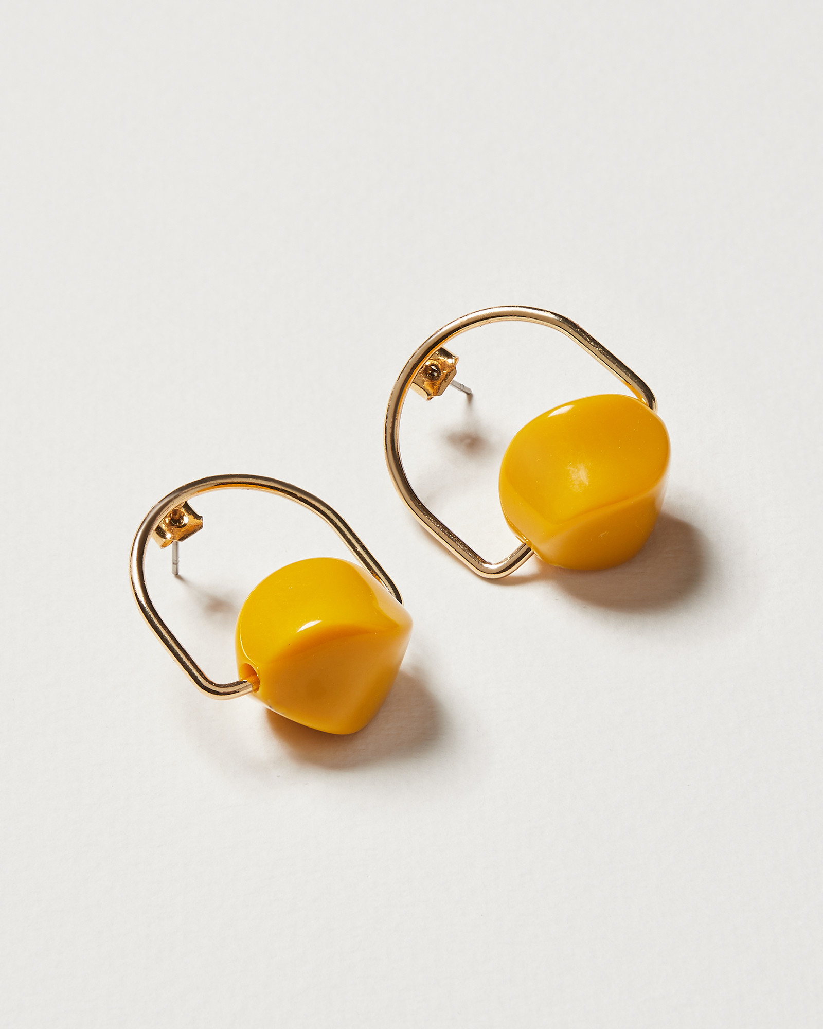 Lori Loop & Resin Spinning Bead Yellow Drop Earrings | Oliver Bonas