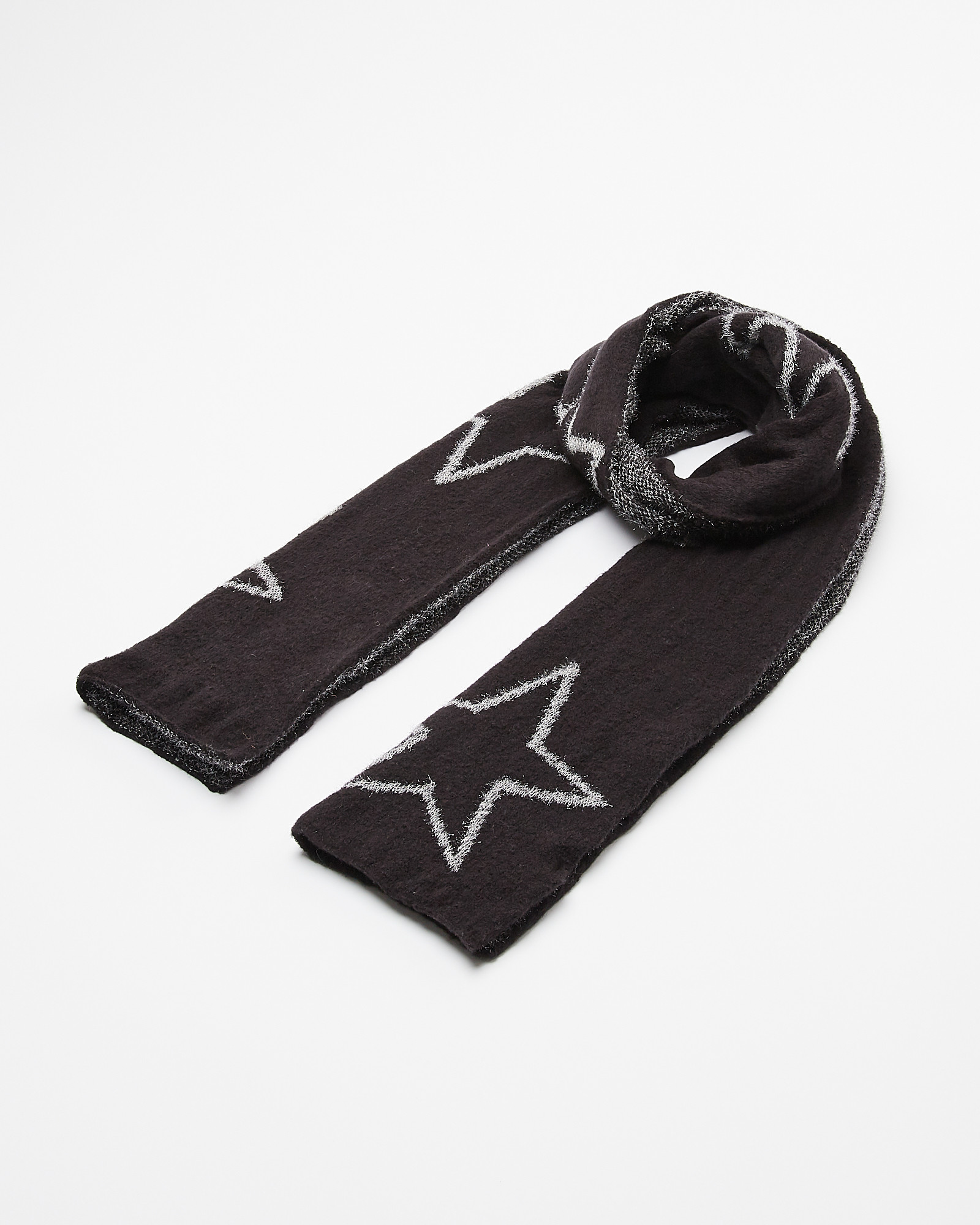 Knitted Tinsel Stars Sparkle Scarf | Oliver Bonas